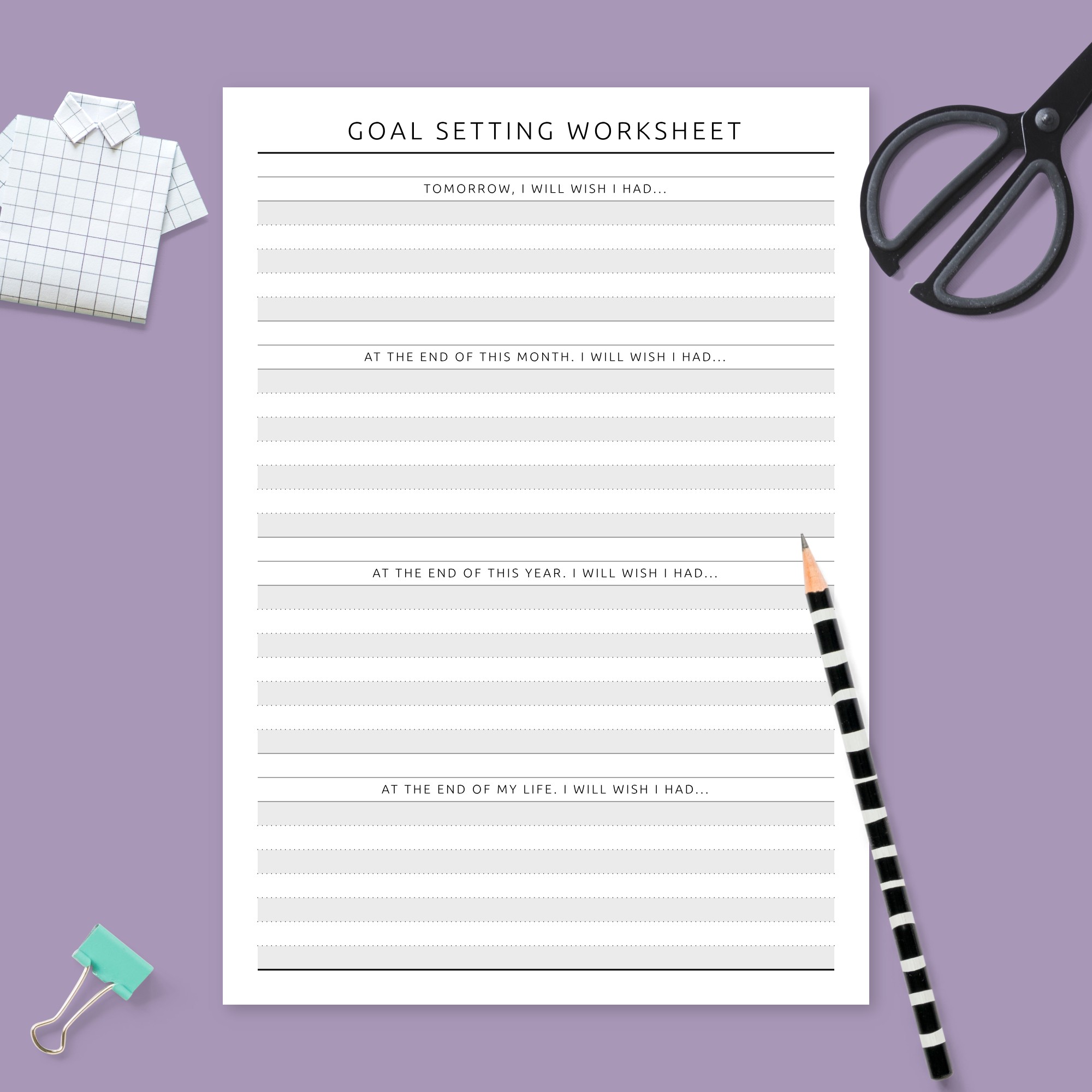 Personal Goal Setting Page Template - Printable PDF