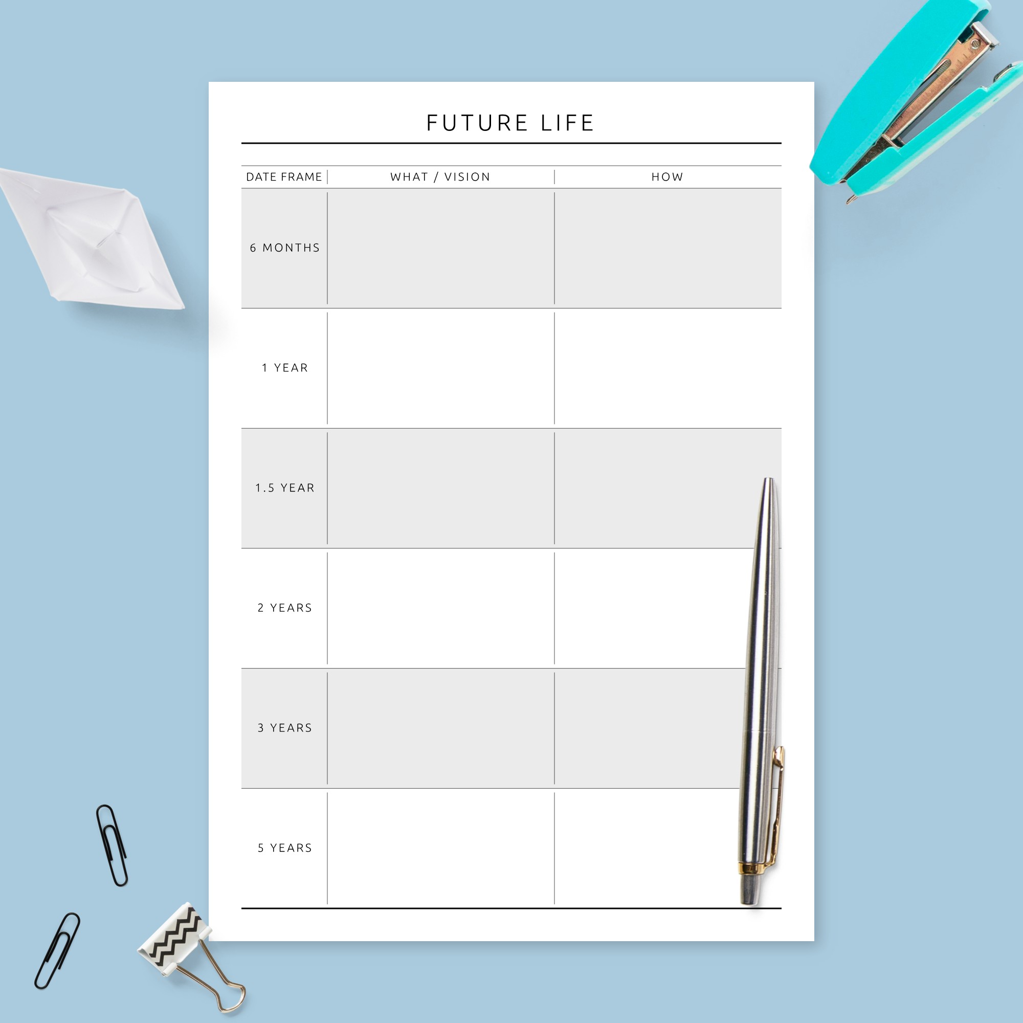 Personal Life Goals Plan - Formal Design Template - Printable PDF