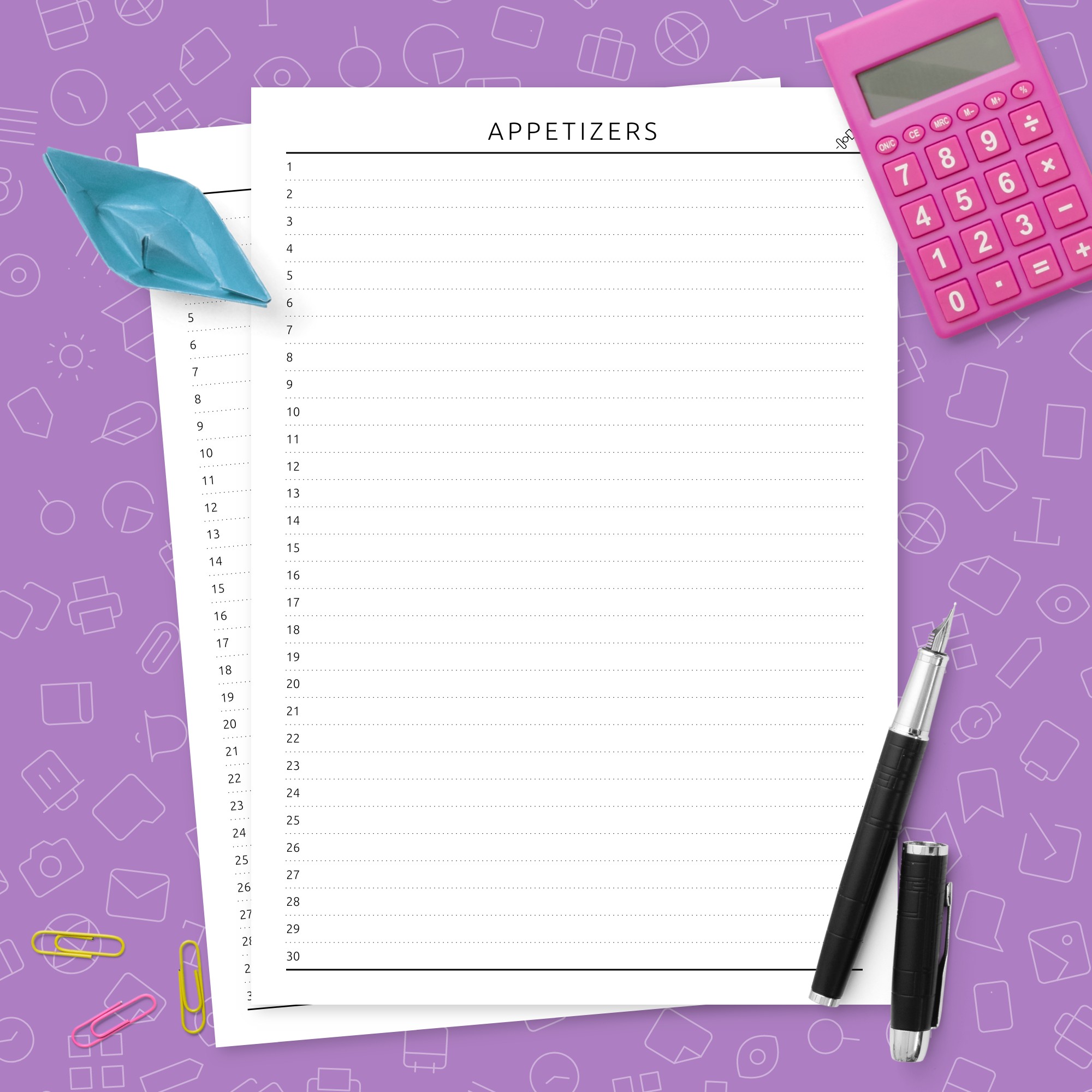 Recipe List Template - Download Printable PDF