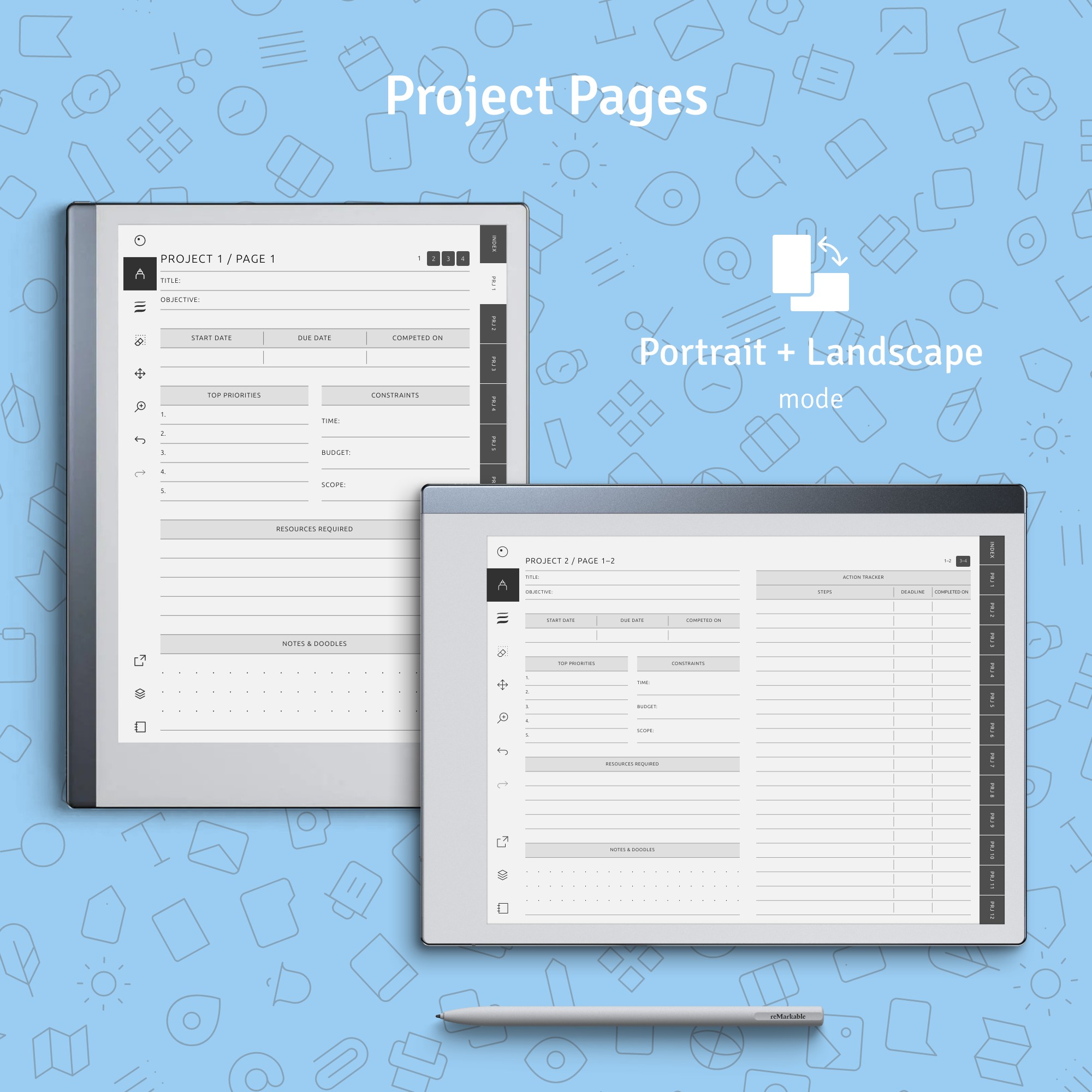 Download reMarkable Project Planner with Sections Hyperlinked PDF