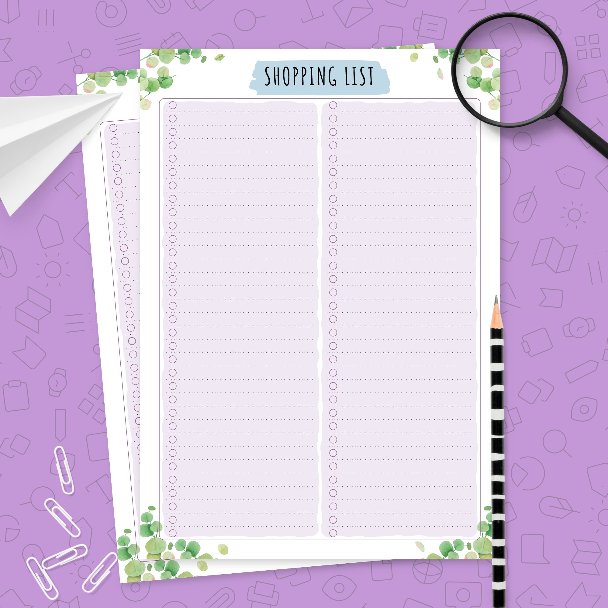 Shopping List Template - Floral Style Template - Printable PDF