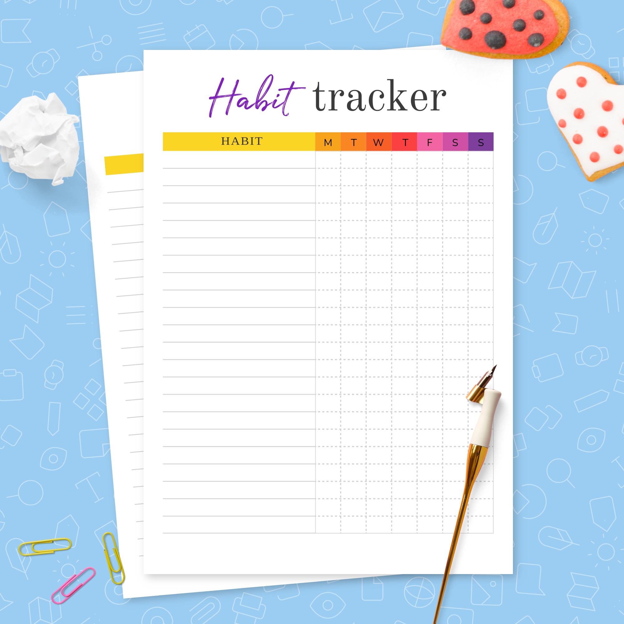 Simple Habit Tracker Template - Download Printable PDF | Printsbery