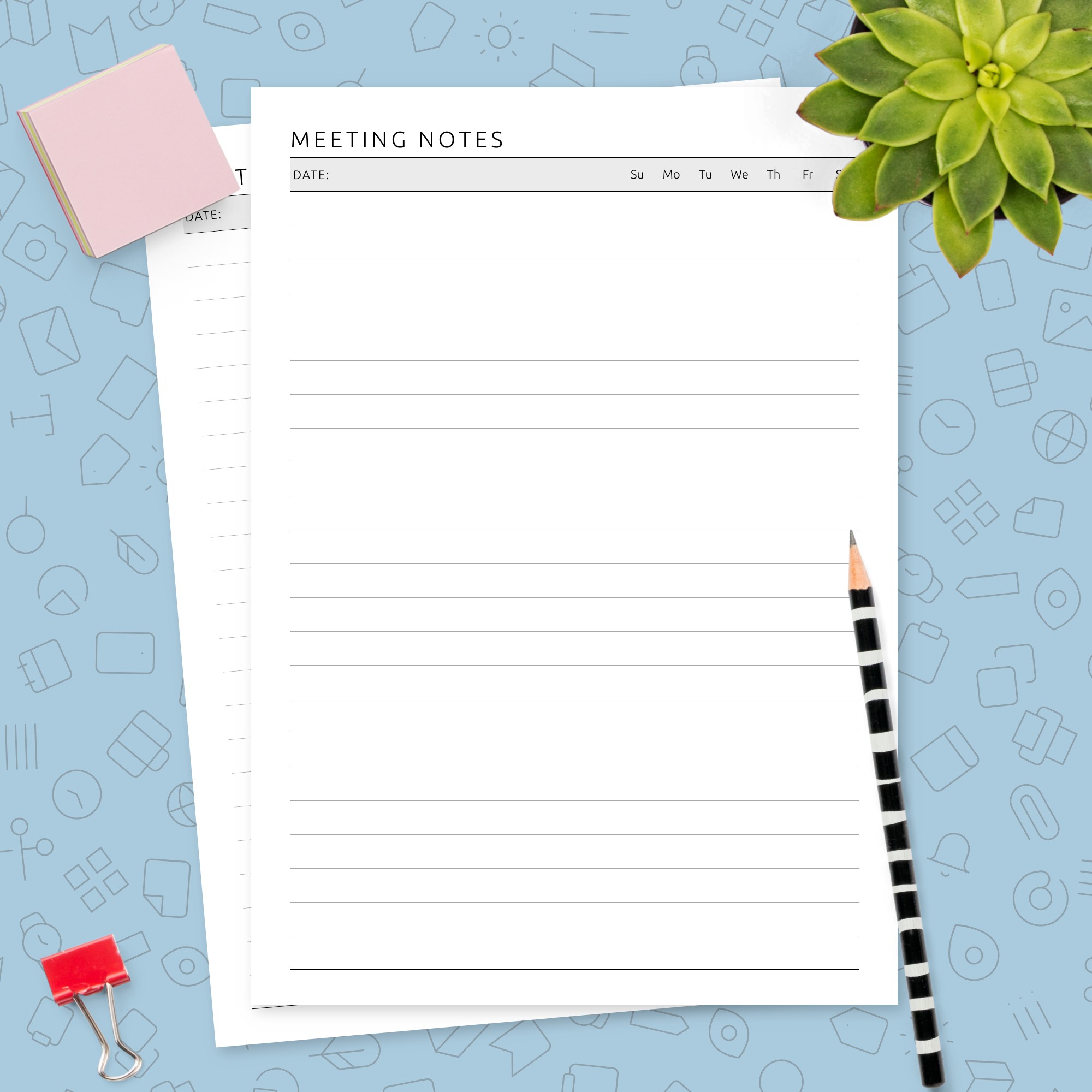 Simple Meeting Notes Template Template - Printable PDF