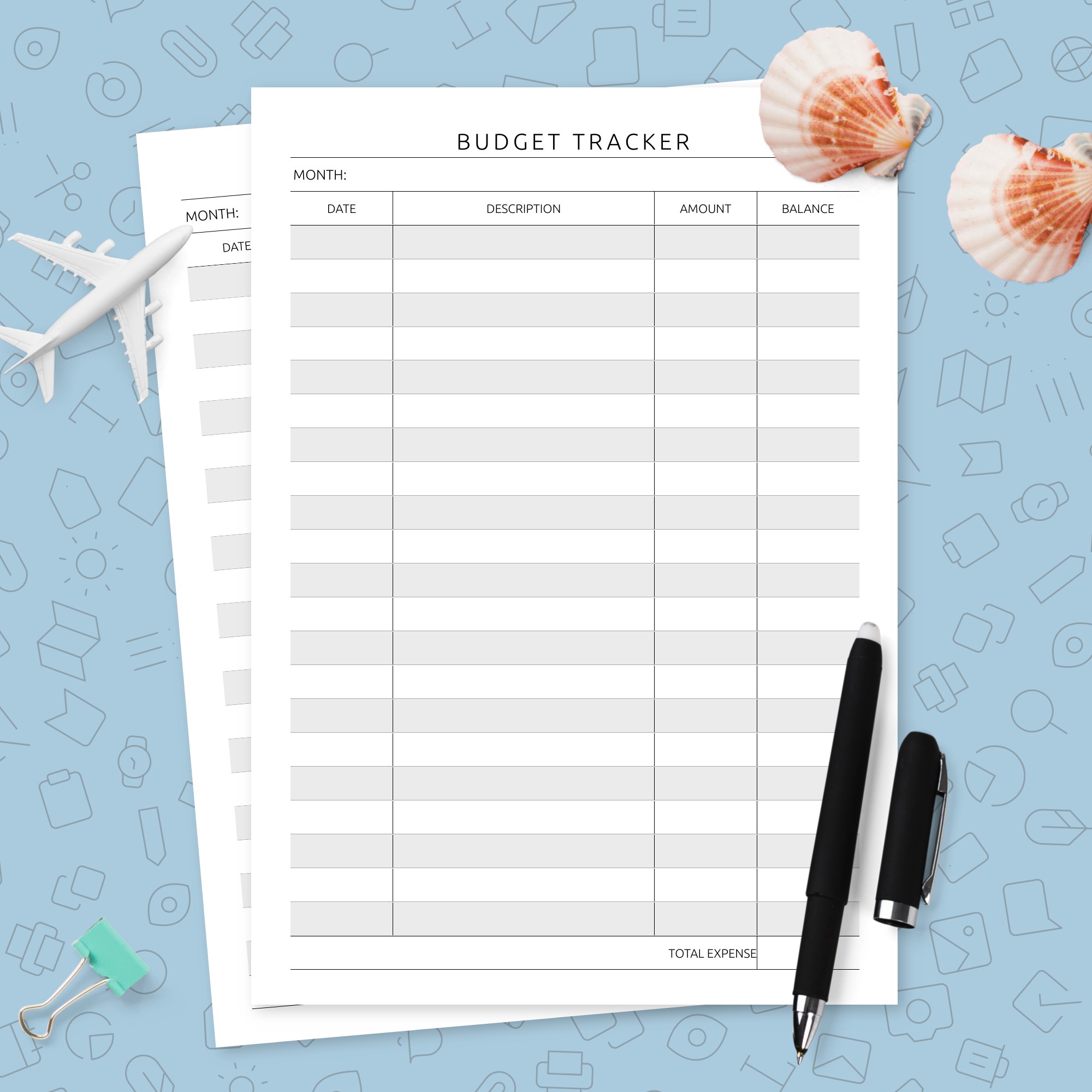 Simple Monthly Budget Log Template - Printable PDF
