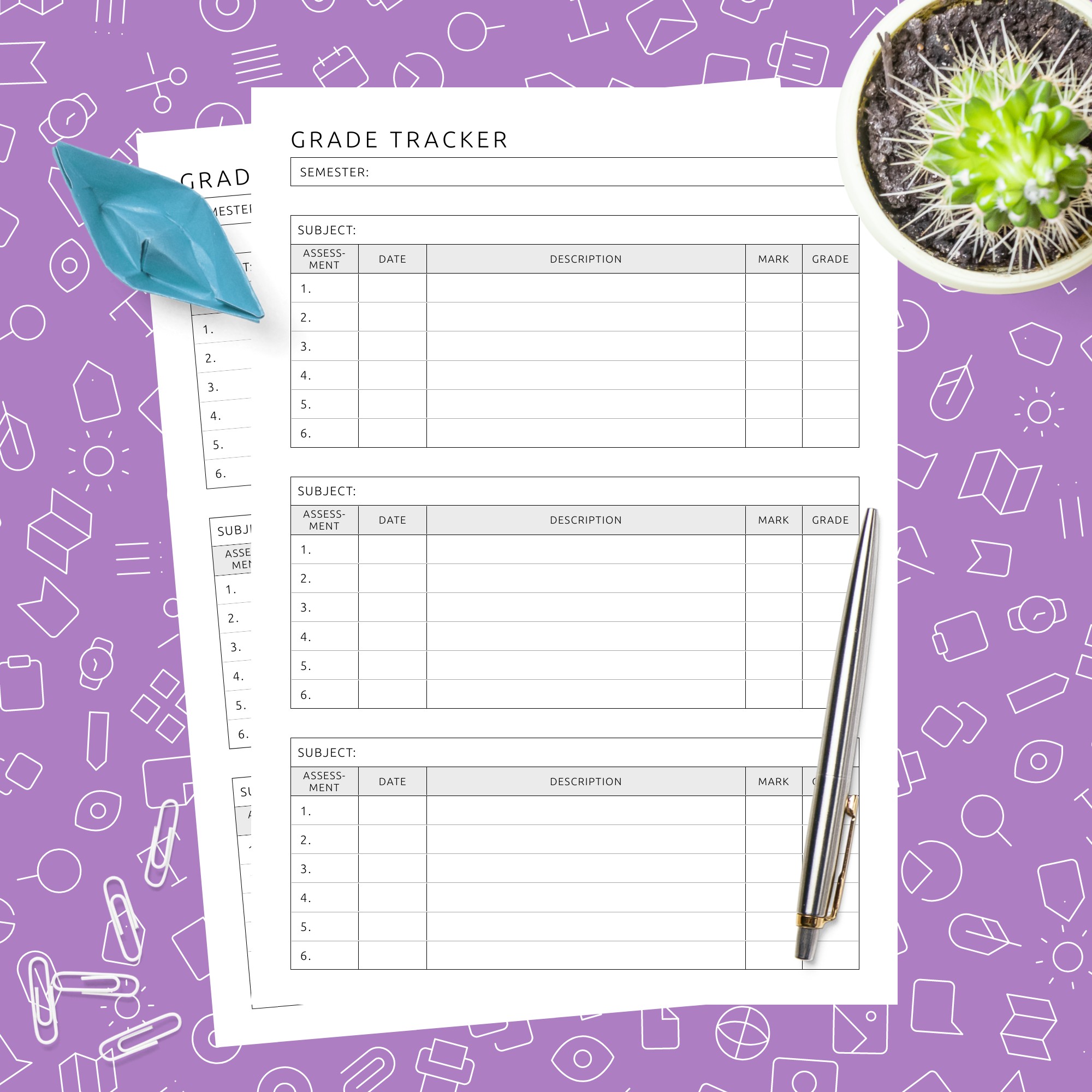 Student Grade Tracker Template Template - Printable PDF