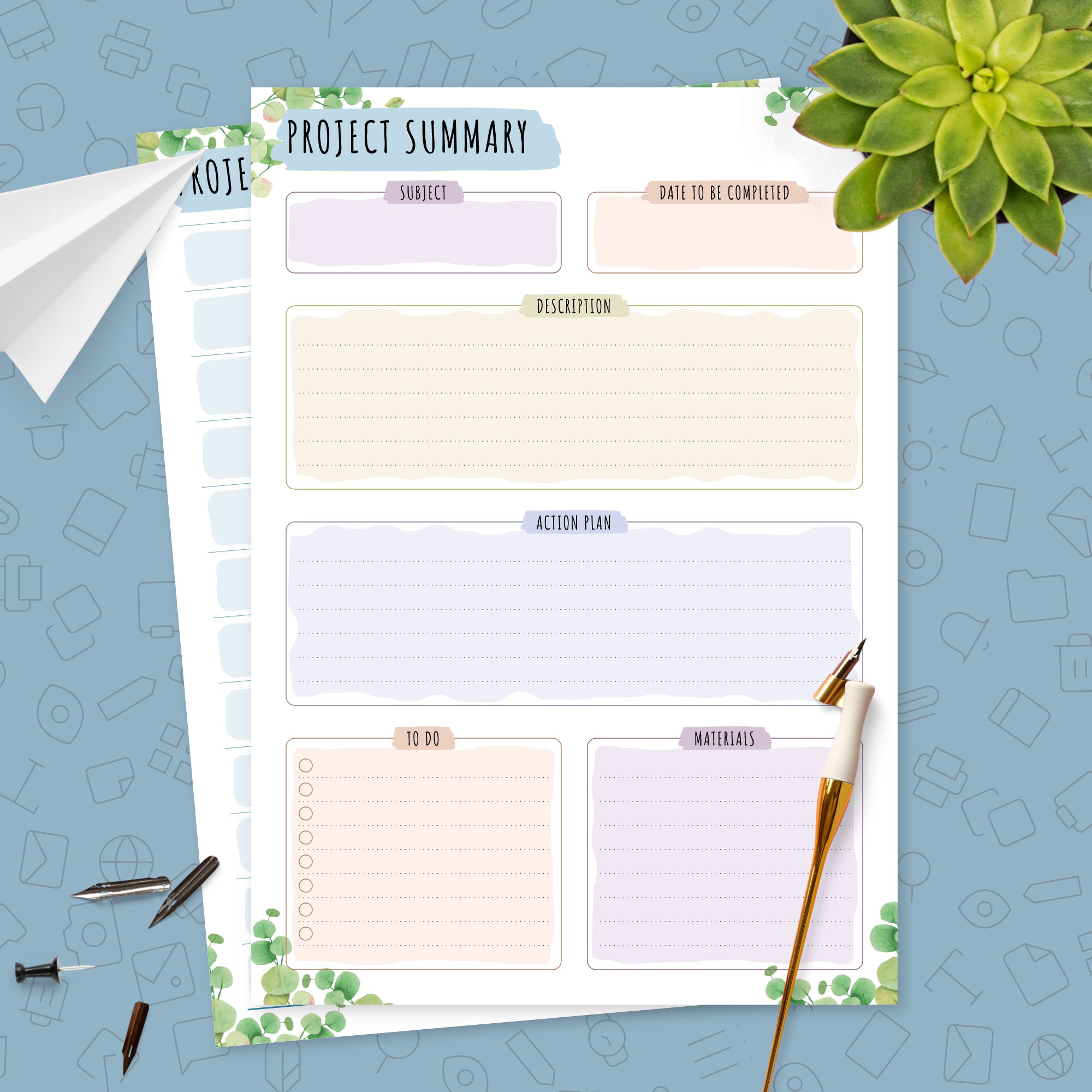Student Project Planner Template (Floral) - Download Printable PDF