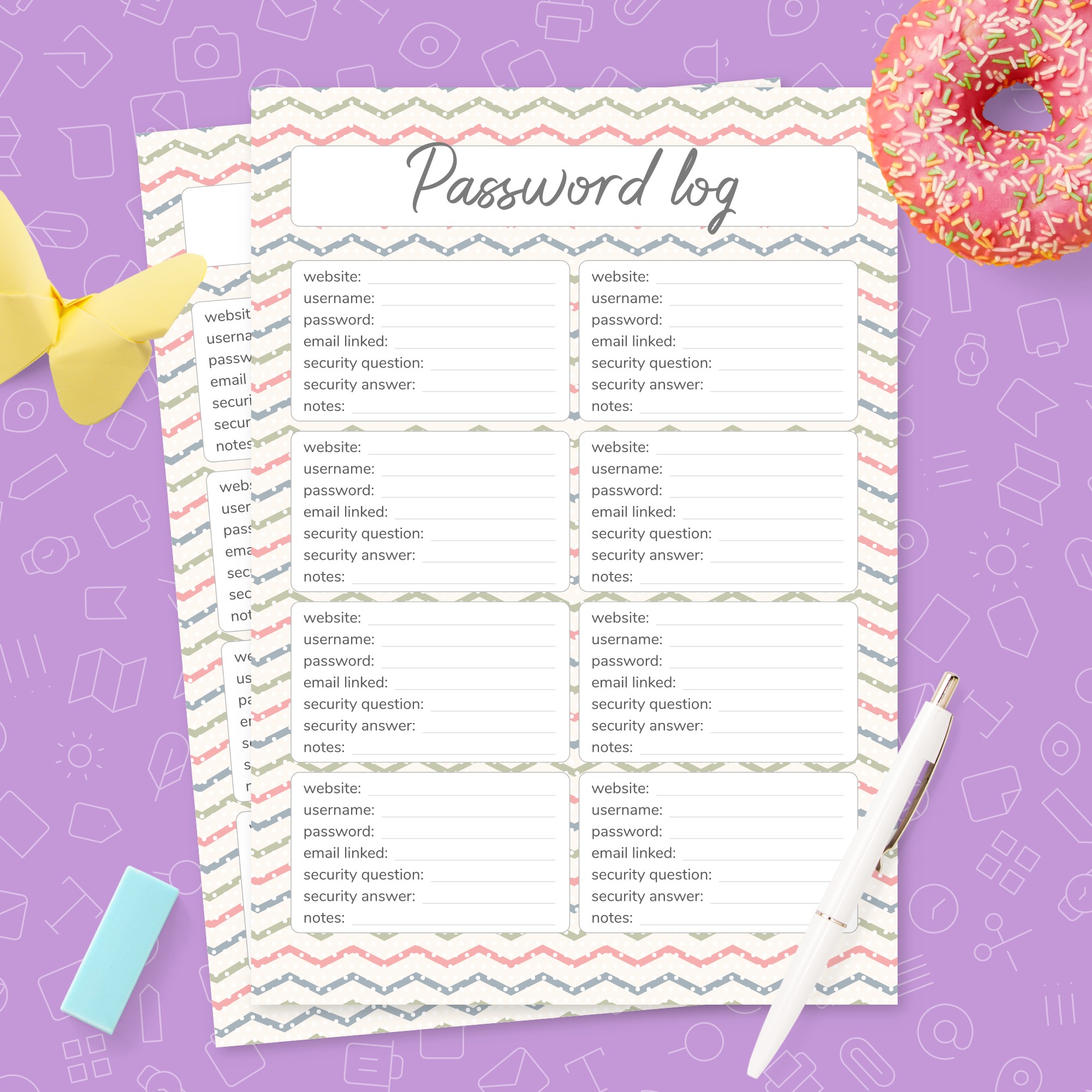 Stylish Password Tracker Template Template - Printable PDF