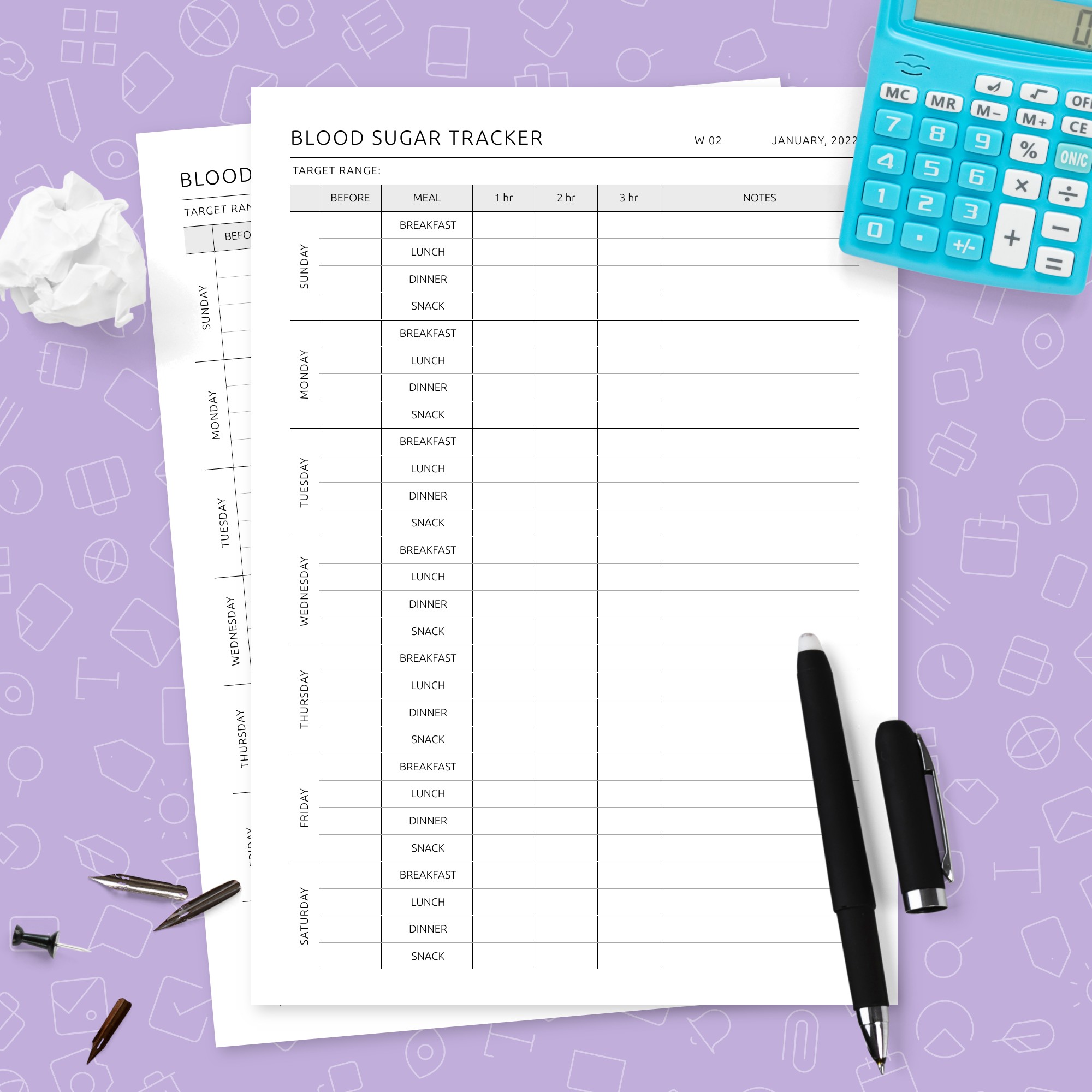 Sugar in Blood Tracker Template Template - Printable PDF