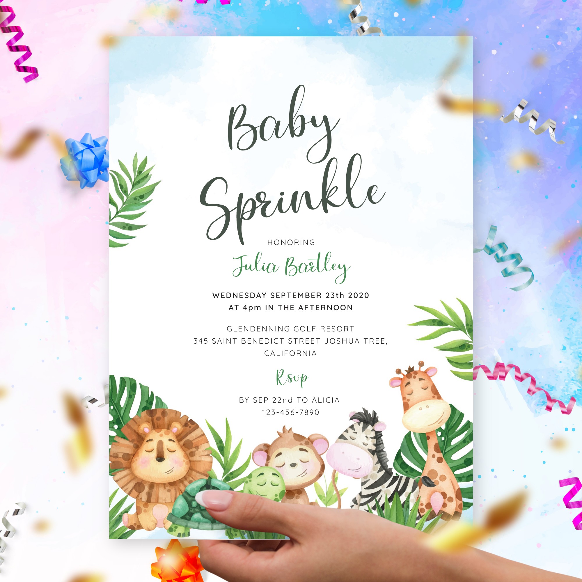 Tropical Baby Sprinkle Invitation Template Online Maker