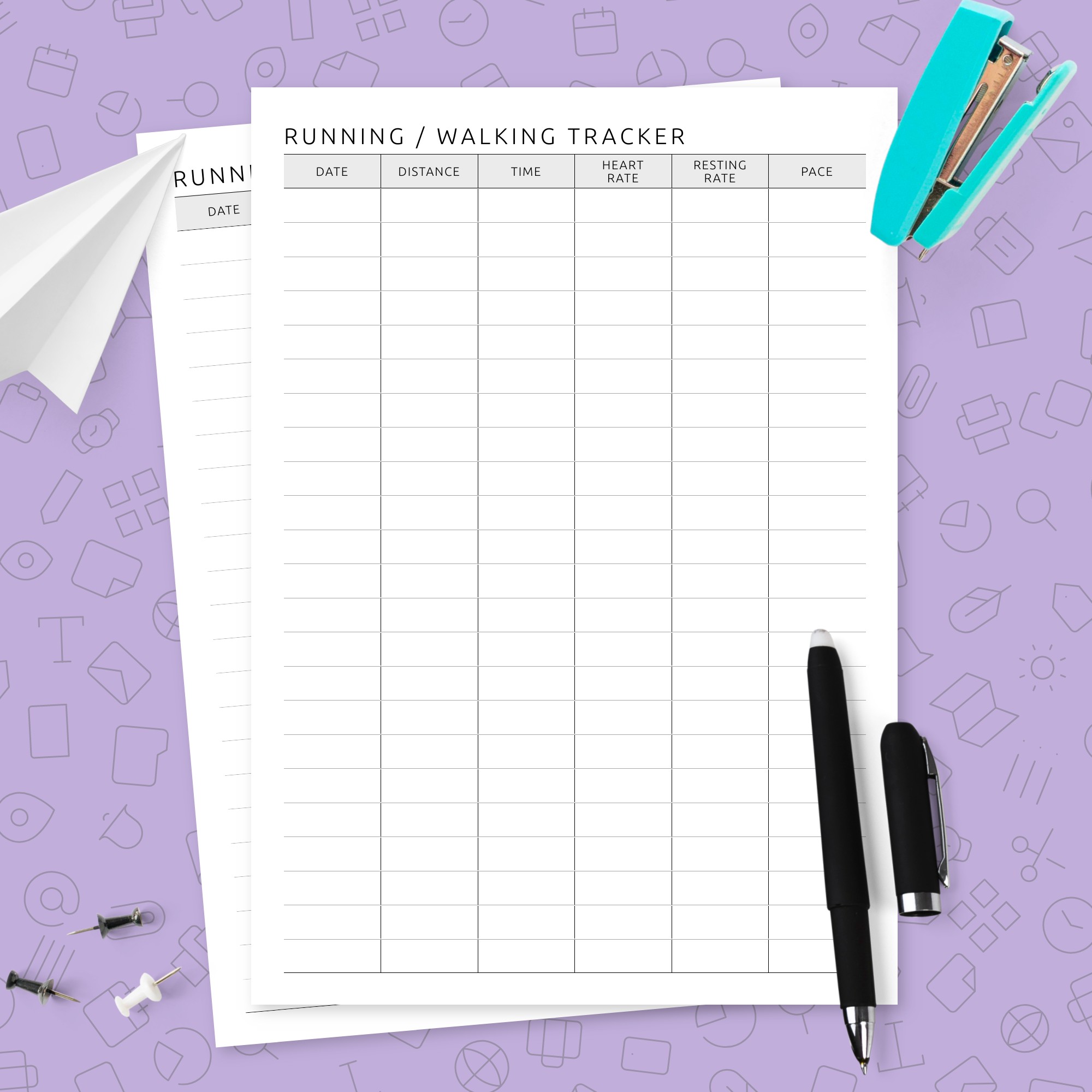 Walking and Running Tracker Template Template - Printable PDF