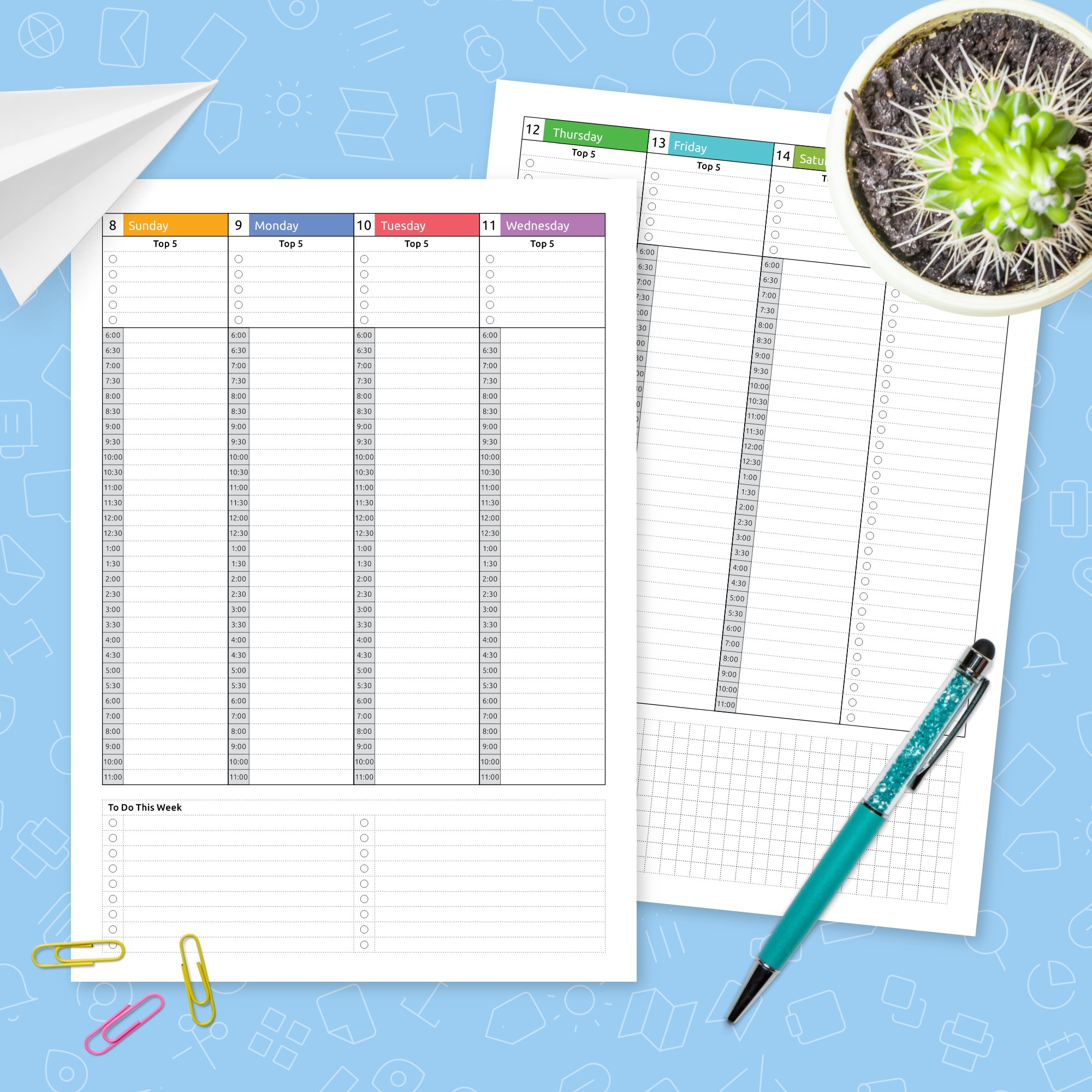 Weekly Hourly Schedule Dated Template - Printable PDF