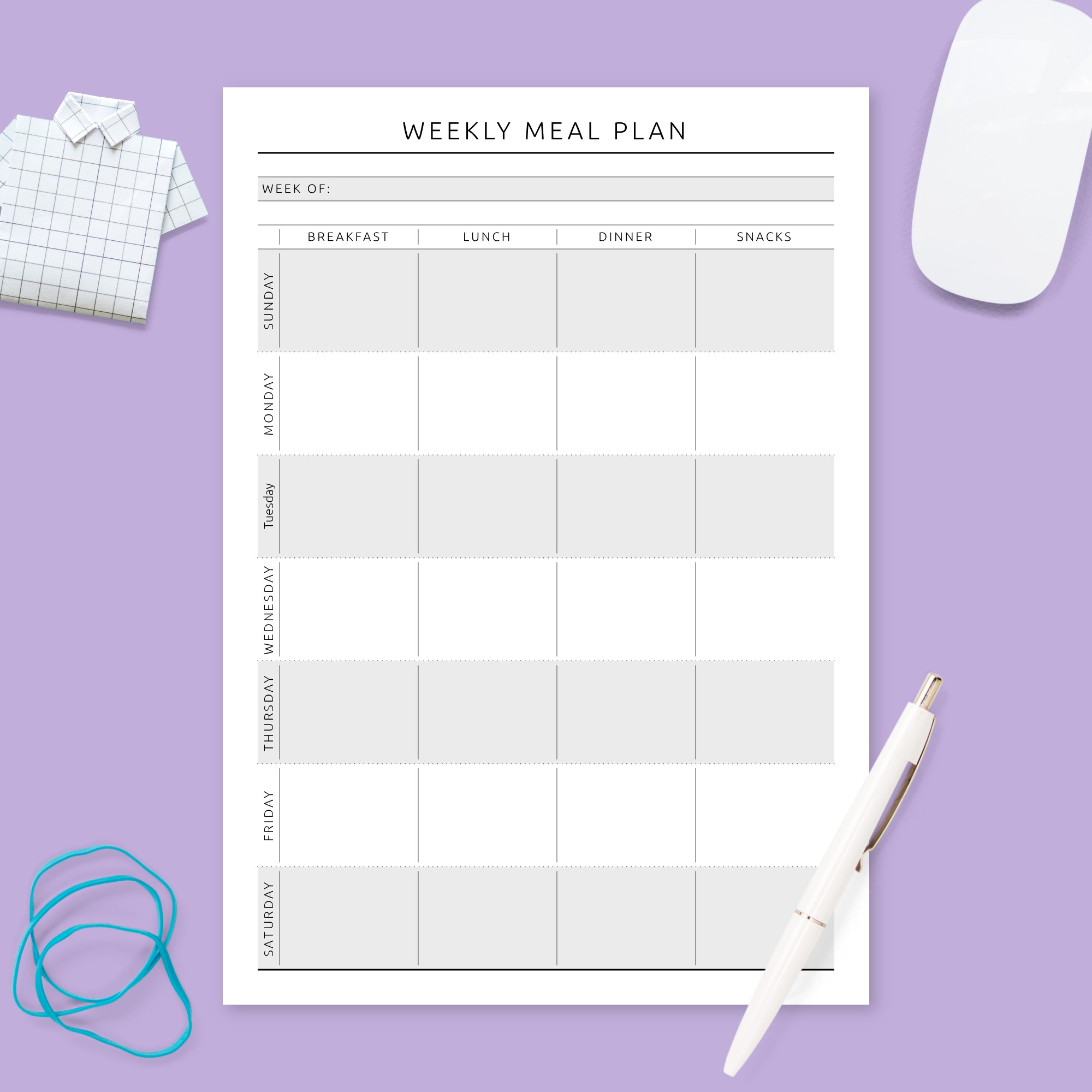 Weekly Meal Planner - Formal Template - Printable PDF