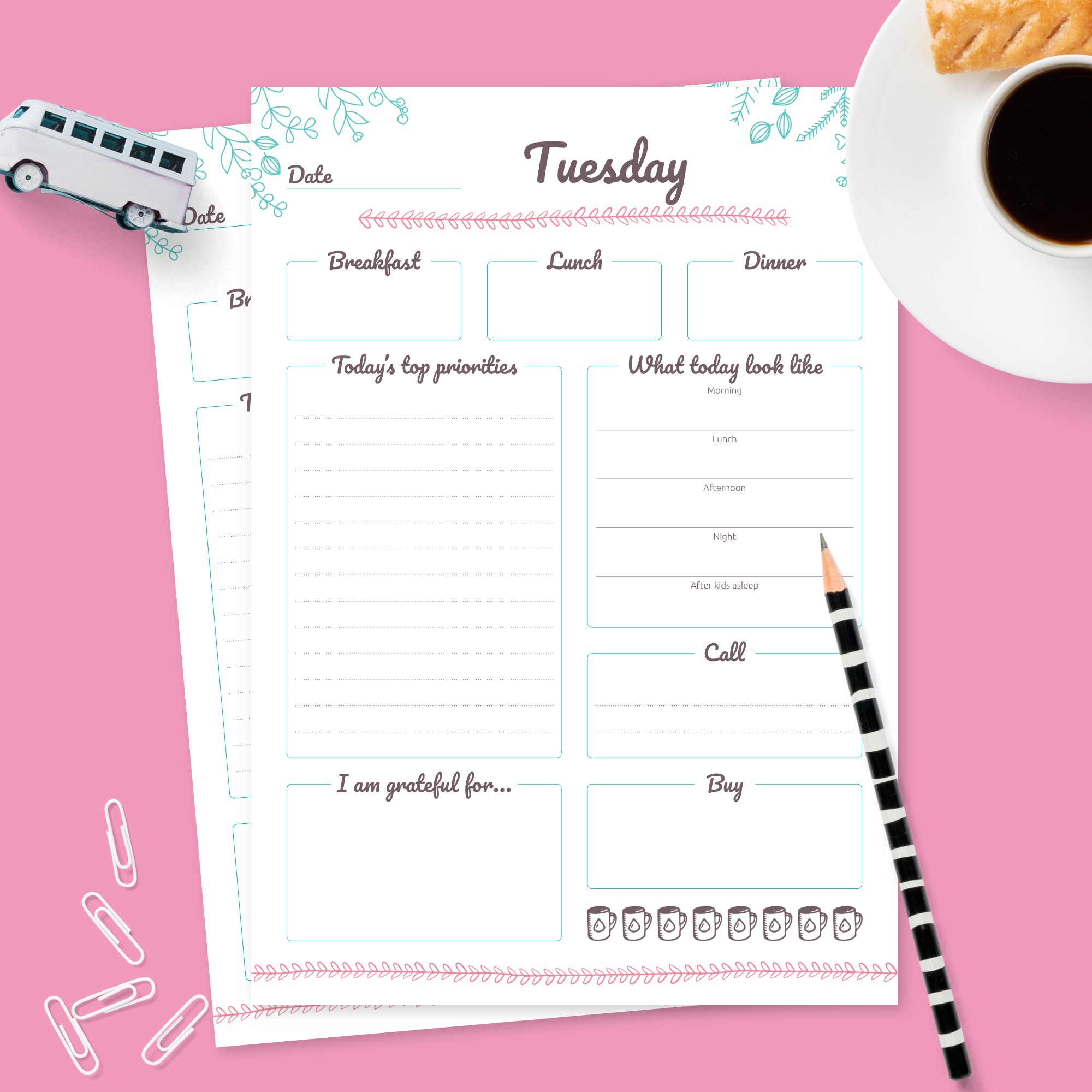 Weekly Organizer Pages Template - Printable PDF