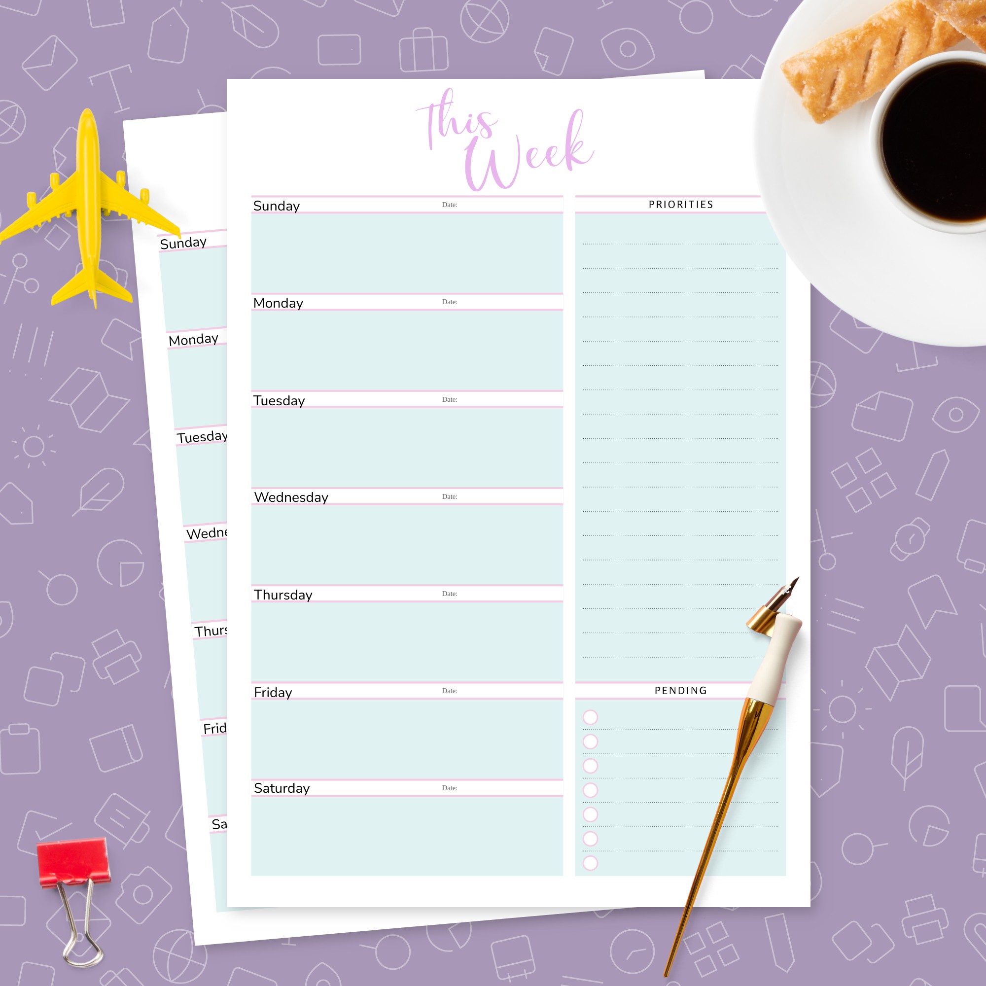 Single Page Weekly Plan Template Template - Printable PDF