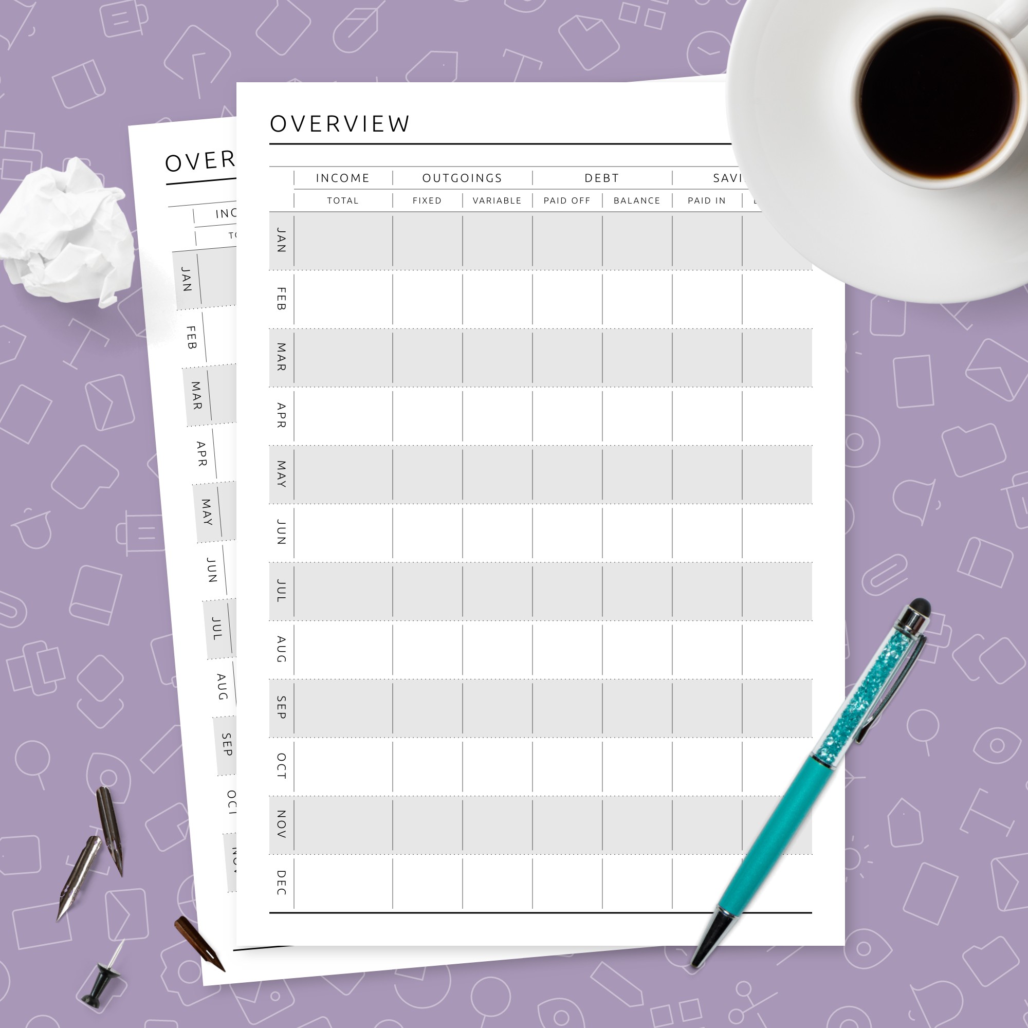 Yearly Budget Overview Template Template - Printable PDF