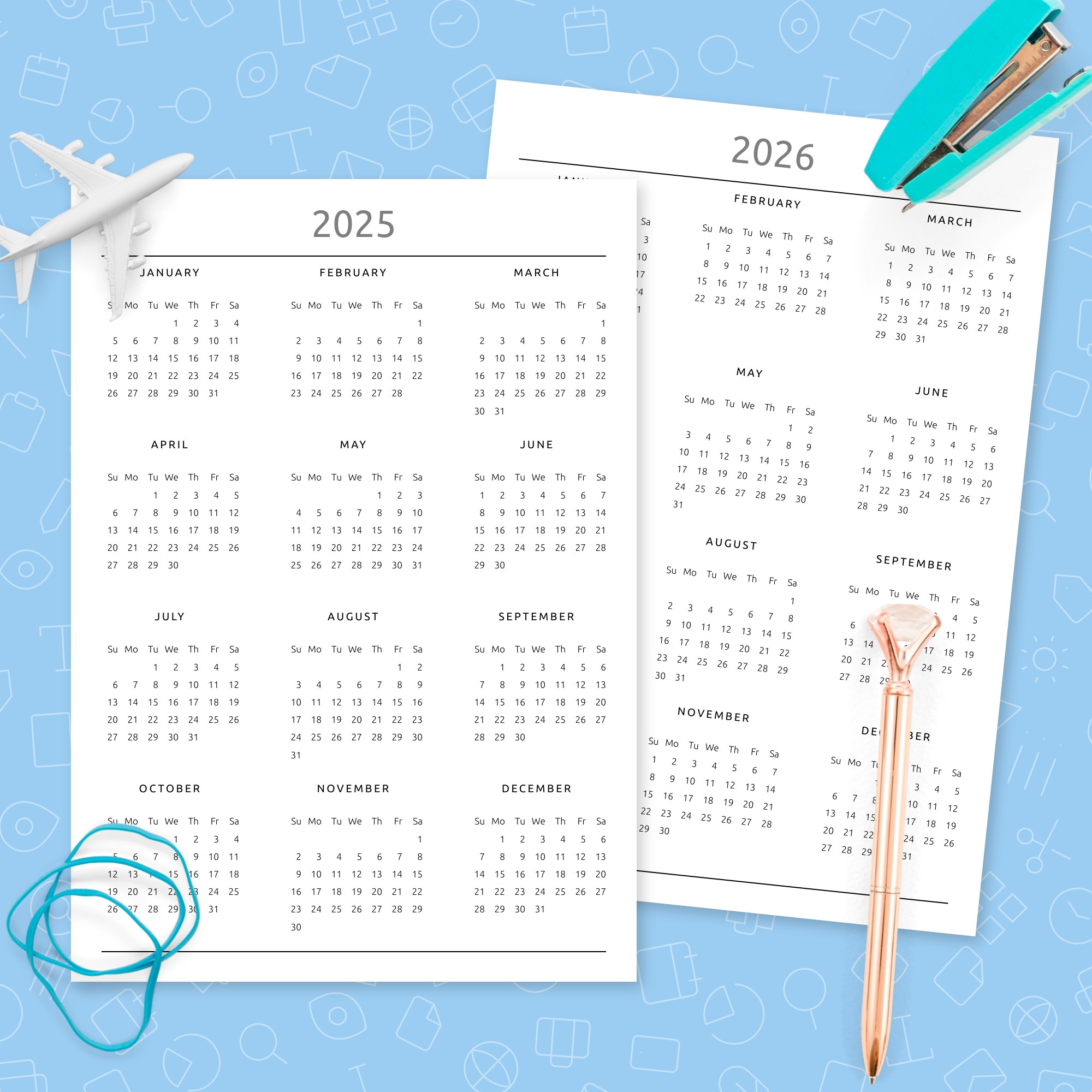 Yearly Calendar Formal Design Template - Download Printable PDF