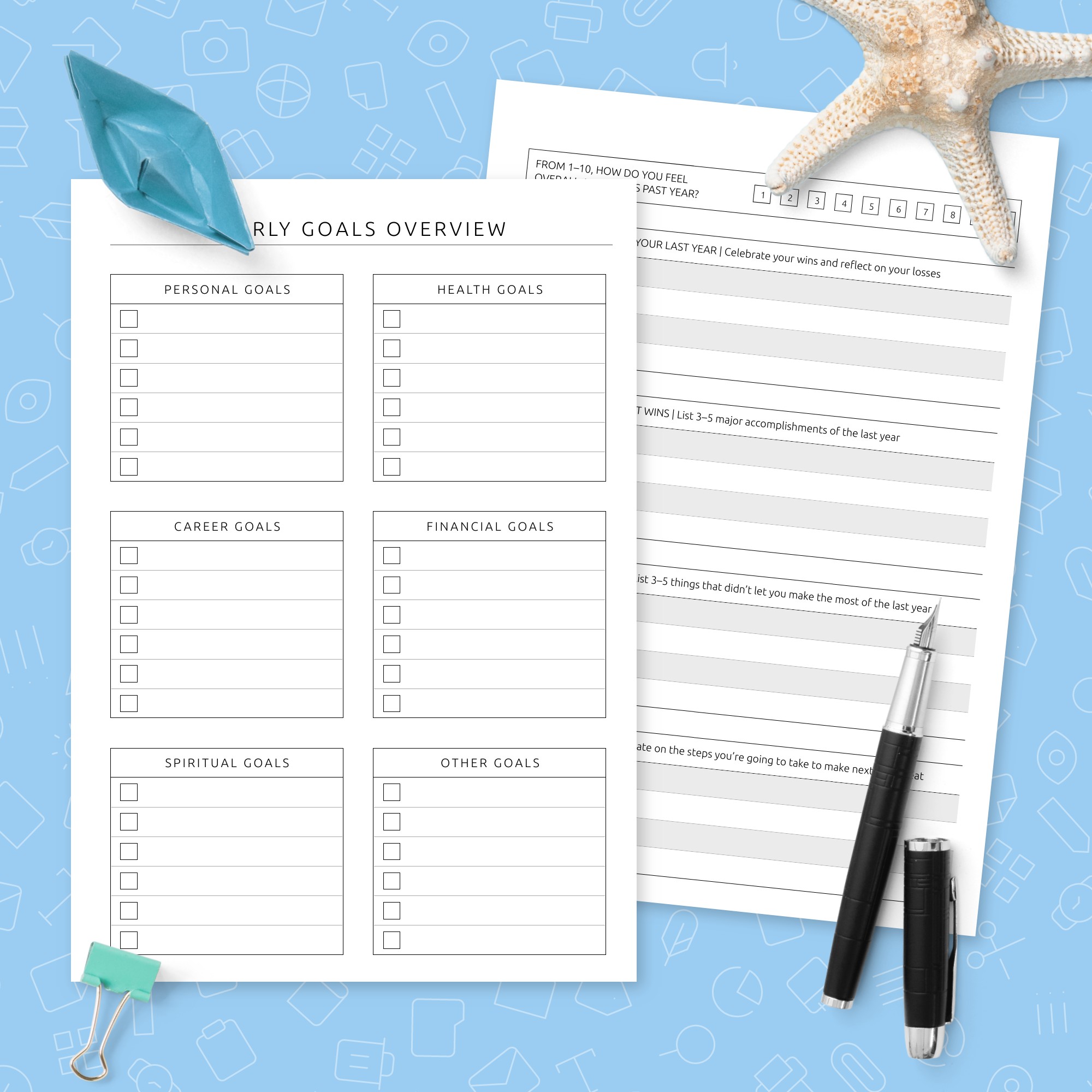 Yearly Goal Setting Original Style Template Template - Printable PDF