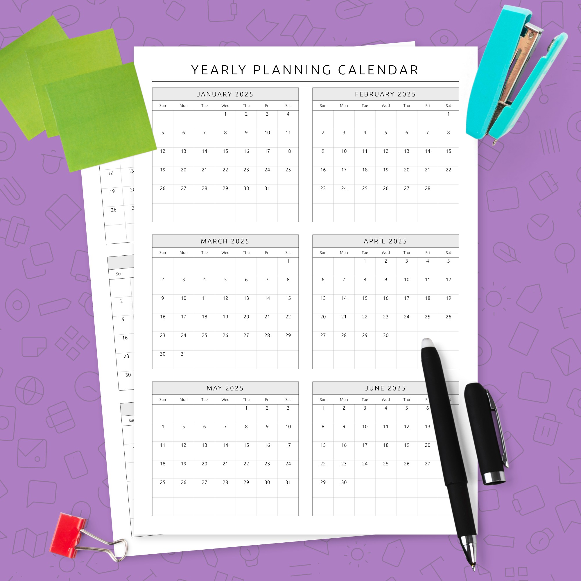 Yearly Planning Calendar Template Template Printable PDF