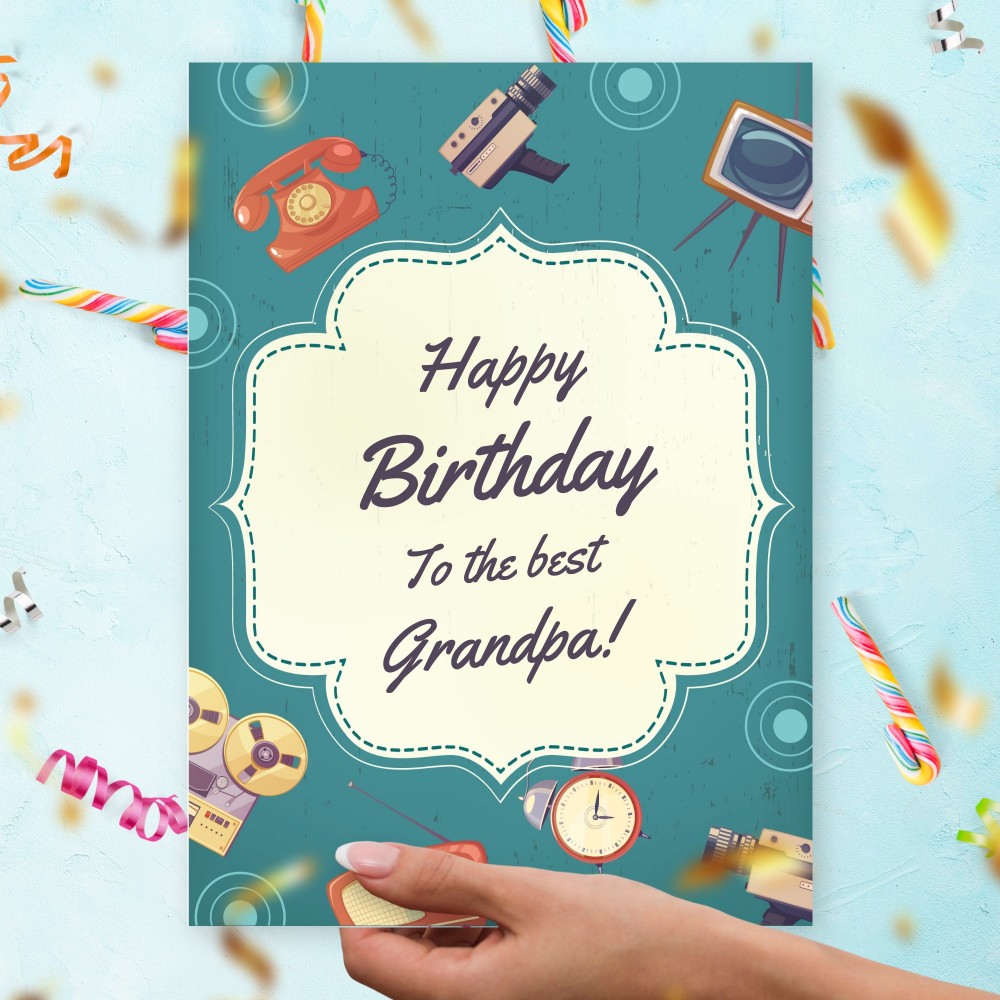 Happy Birthday Card To The Best Grandpa Template Editable Online