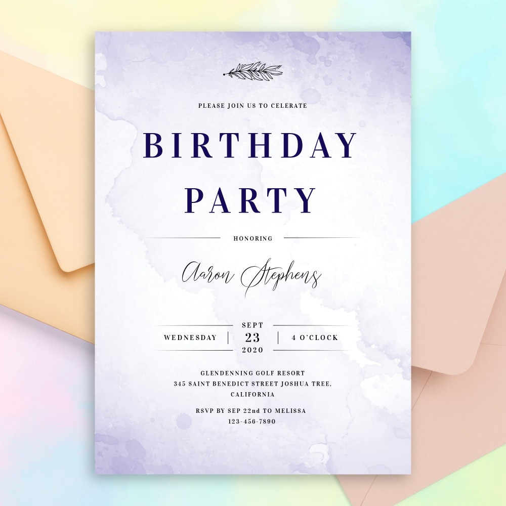Blue Aquarelle Birthday Invitation Template Online Maker Blue Aquarelle Birthday Invitation Template Online Maker