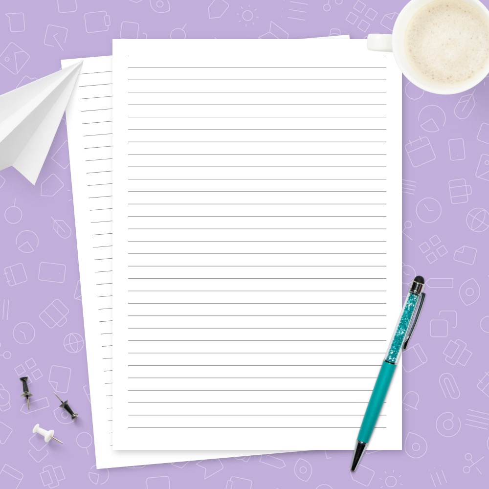 Lined Paper Template 10mm Template Printable PDF