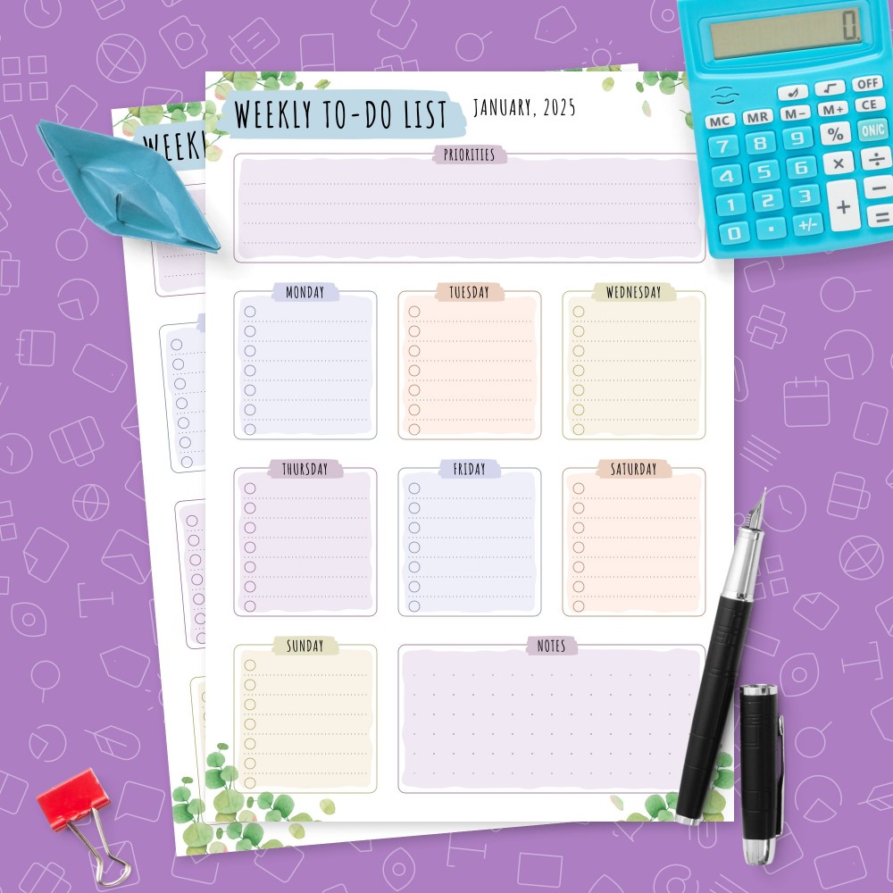 Weekly To Do List Templates Download PDF