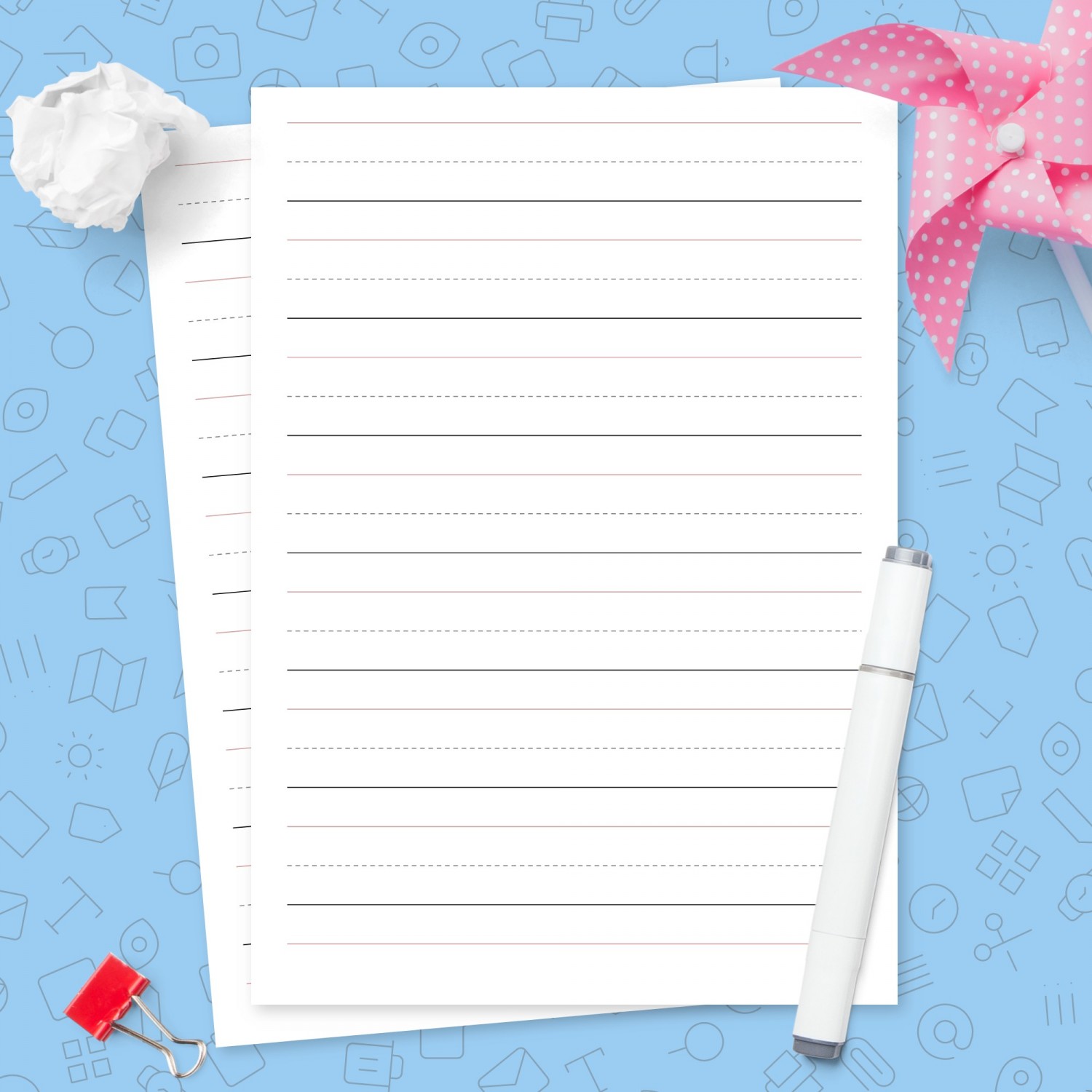 1 inch Rule Handwriting Paper Template - Printable PDF