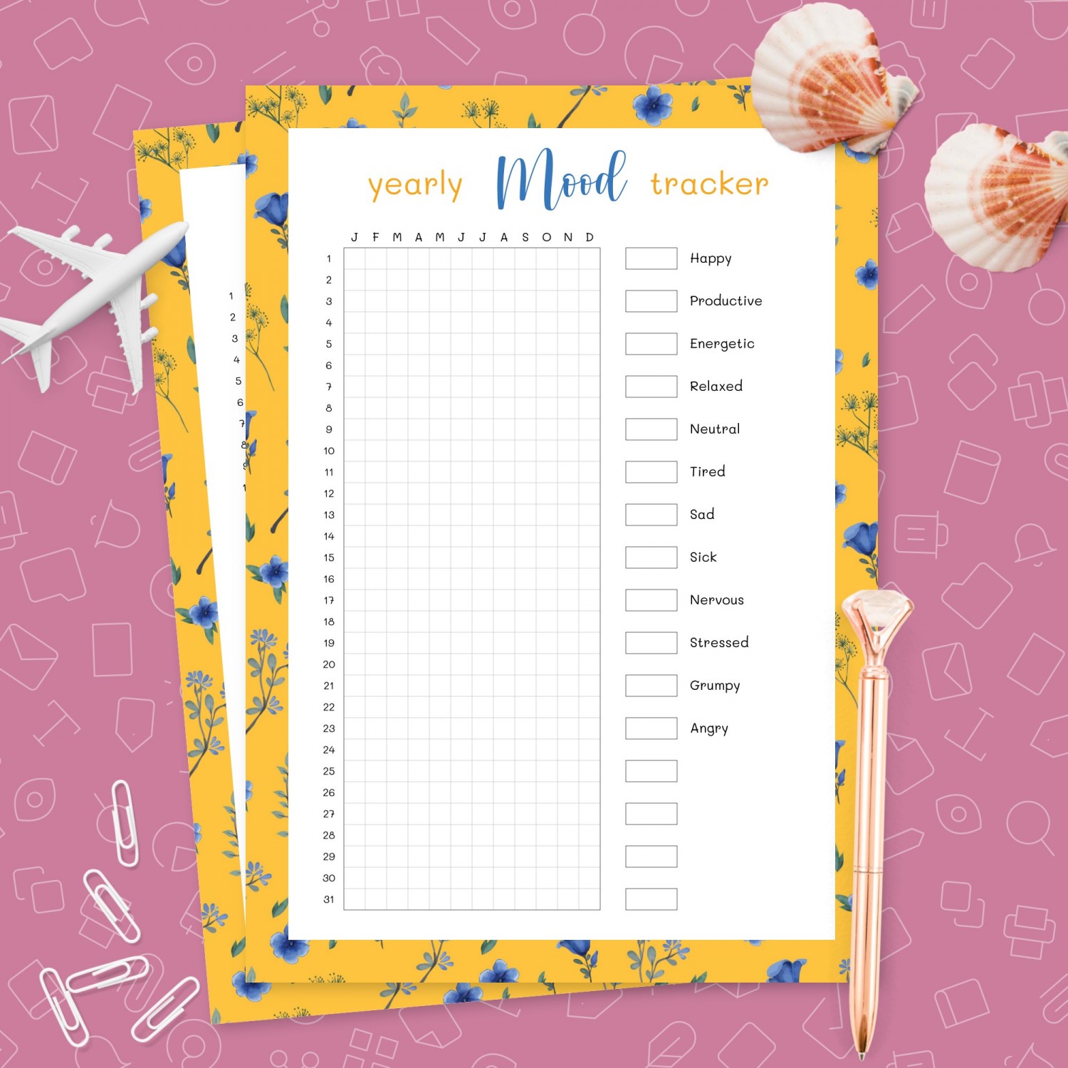 Annual Mood Tracker Template Template - Printable PDF