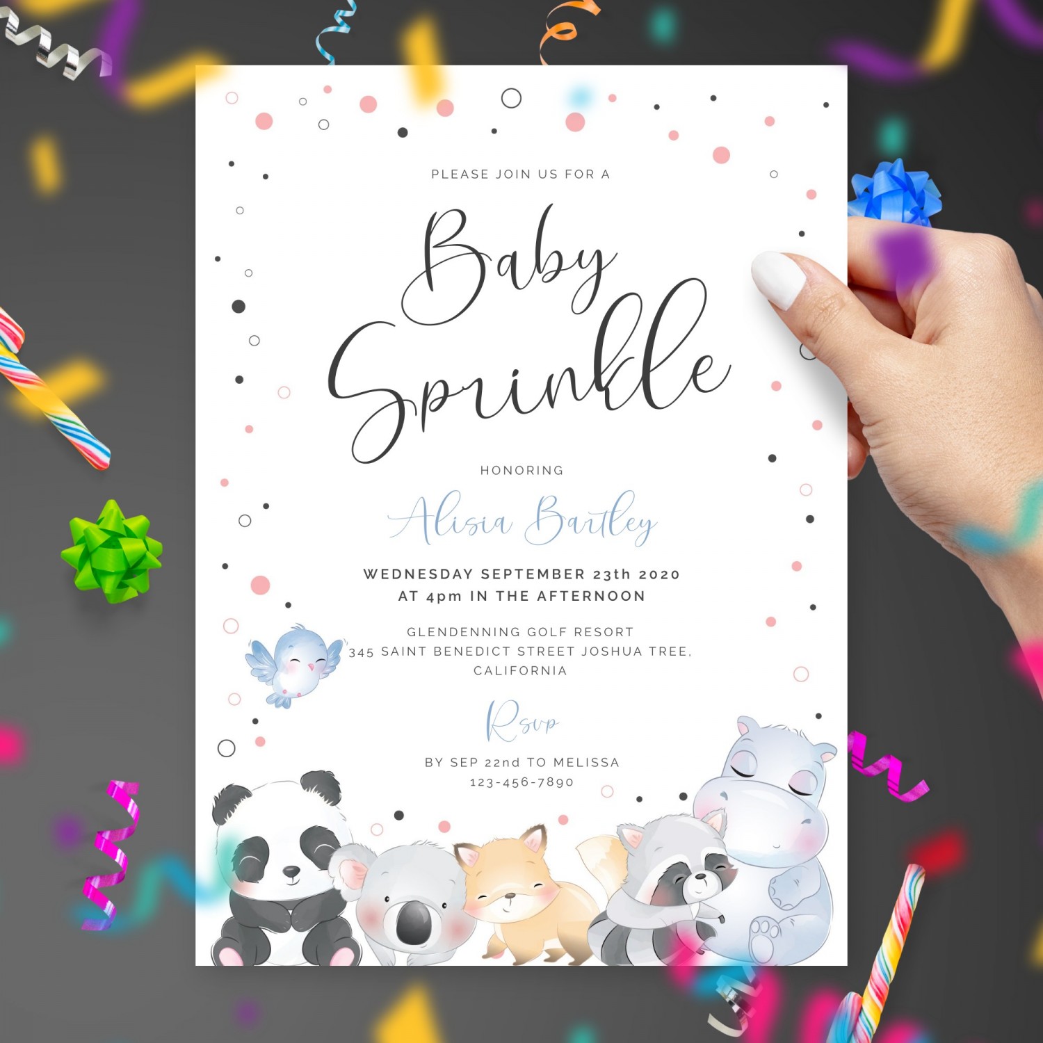 Baby Girl Sprinkle Invitation Card Template Online Maker