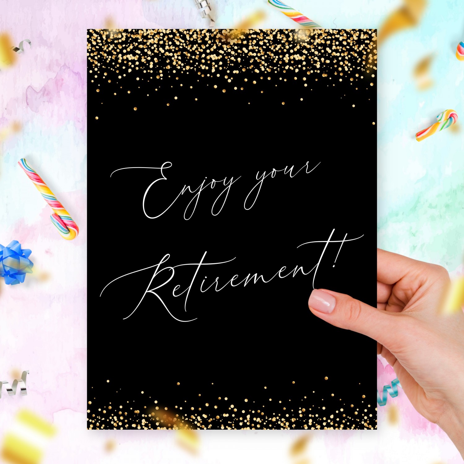 Black & Gold Retirement Card Template Editable Online