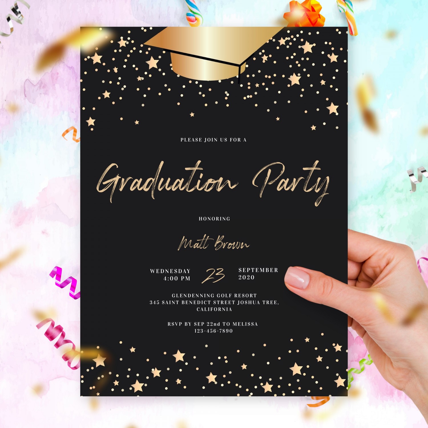 Cool Stars Graduation Party Invitation Template Online Maker
