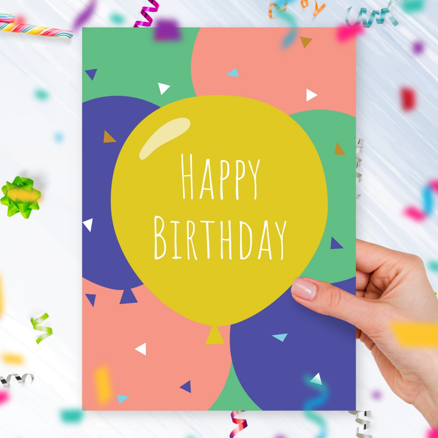 Colored Balloons Birthday Card For Her Template Editable Online