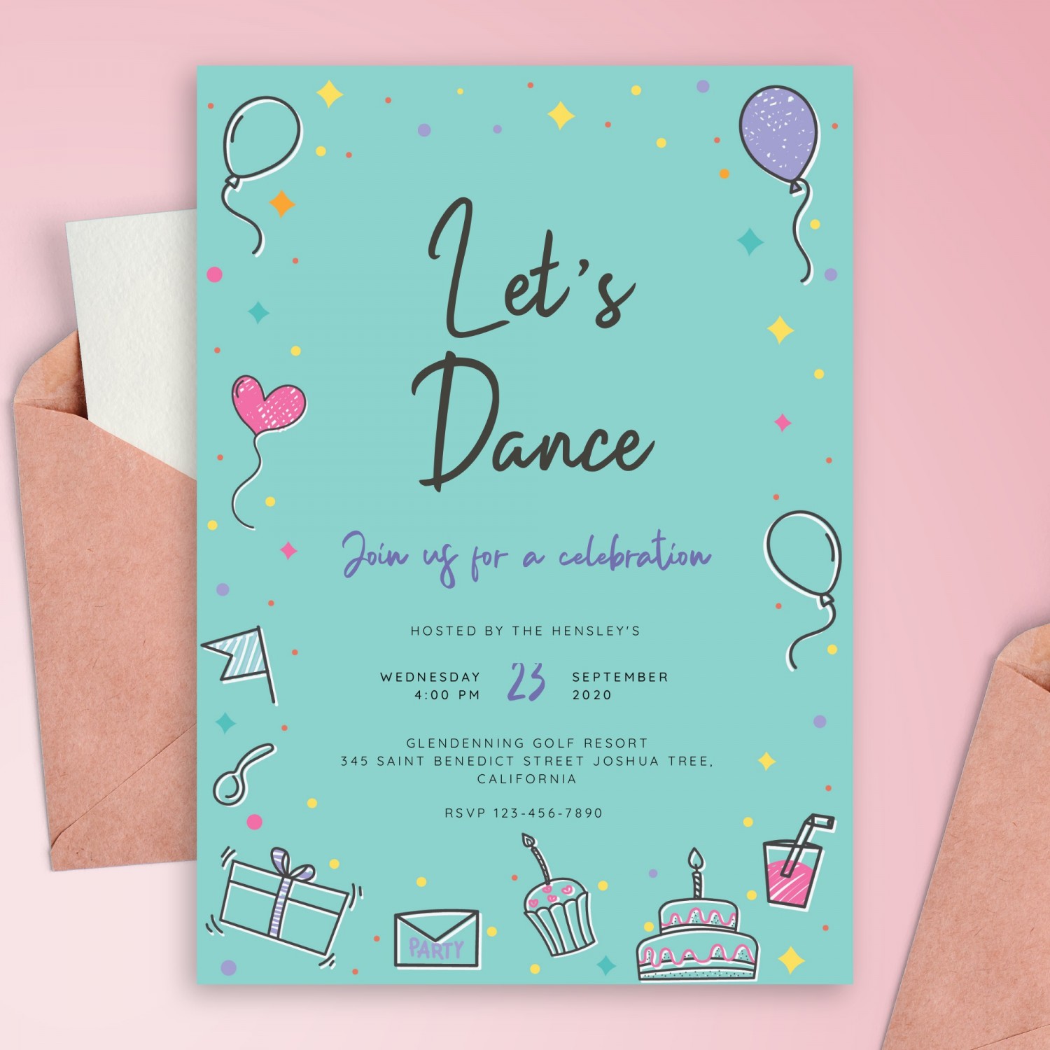 Colored Blue Party Invitation Template Online Maker