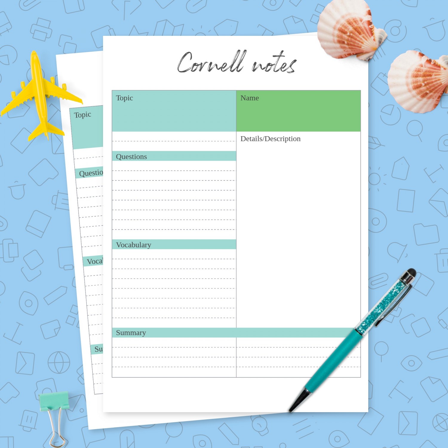 Cool Cornell Notes Template Template - Printable PDF