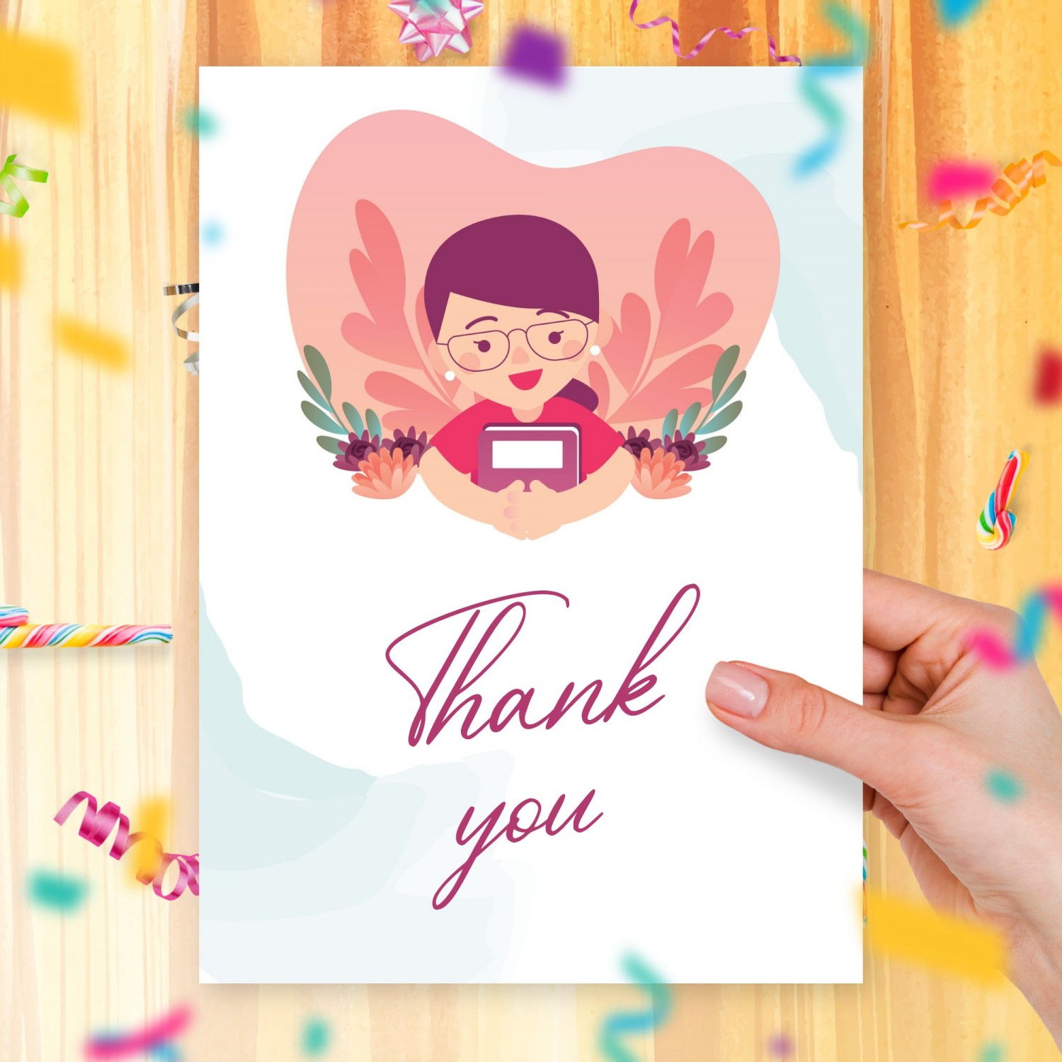 Cute Thank You Card For Teacher Template Editable Online