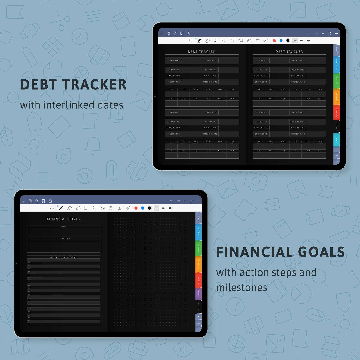 Digital Budget Planner (Dark Theme) for handwriting apps - download for ...