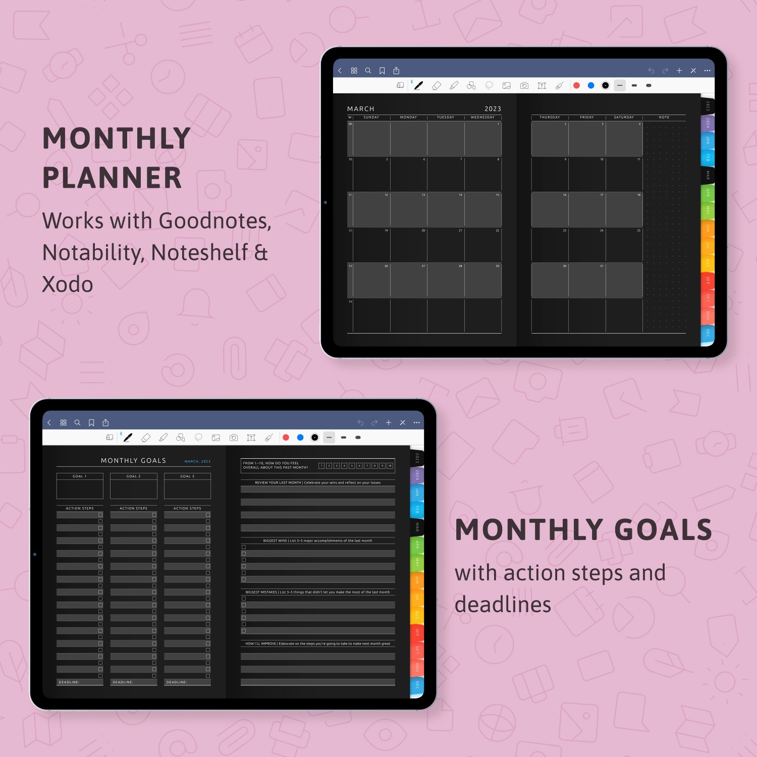 Digital Career Goal Planner PDF for: GoodNotes; Notability; iPad; Android