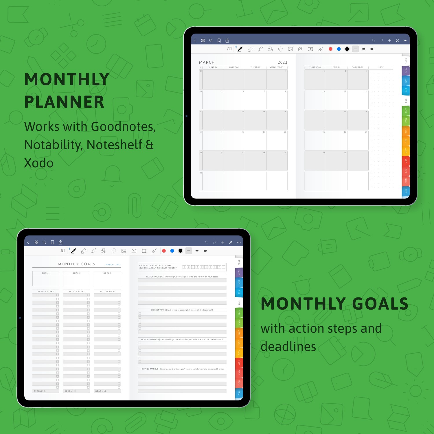 Digital Career Goal Planner for handwriting apps - download for your ...