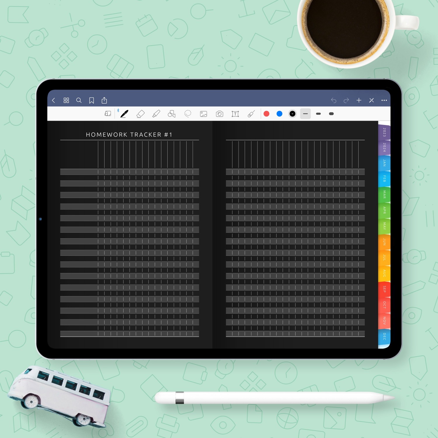 Digital Class Homework Tracker PDF for: GoodNotes; Notability; iPad ...
