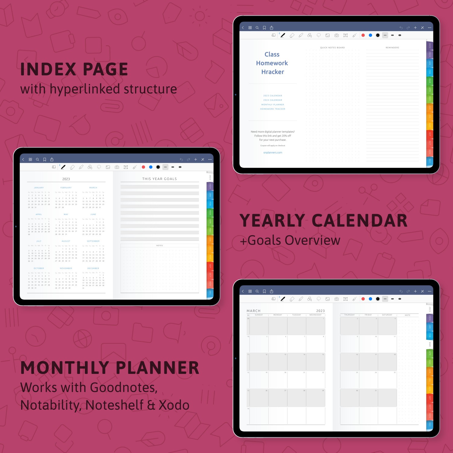 Digital Class Homework Tracker Template for: GoodNotes; Notability ...