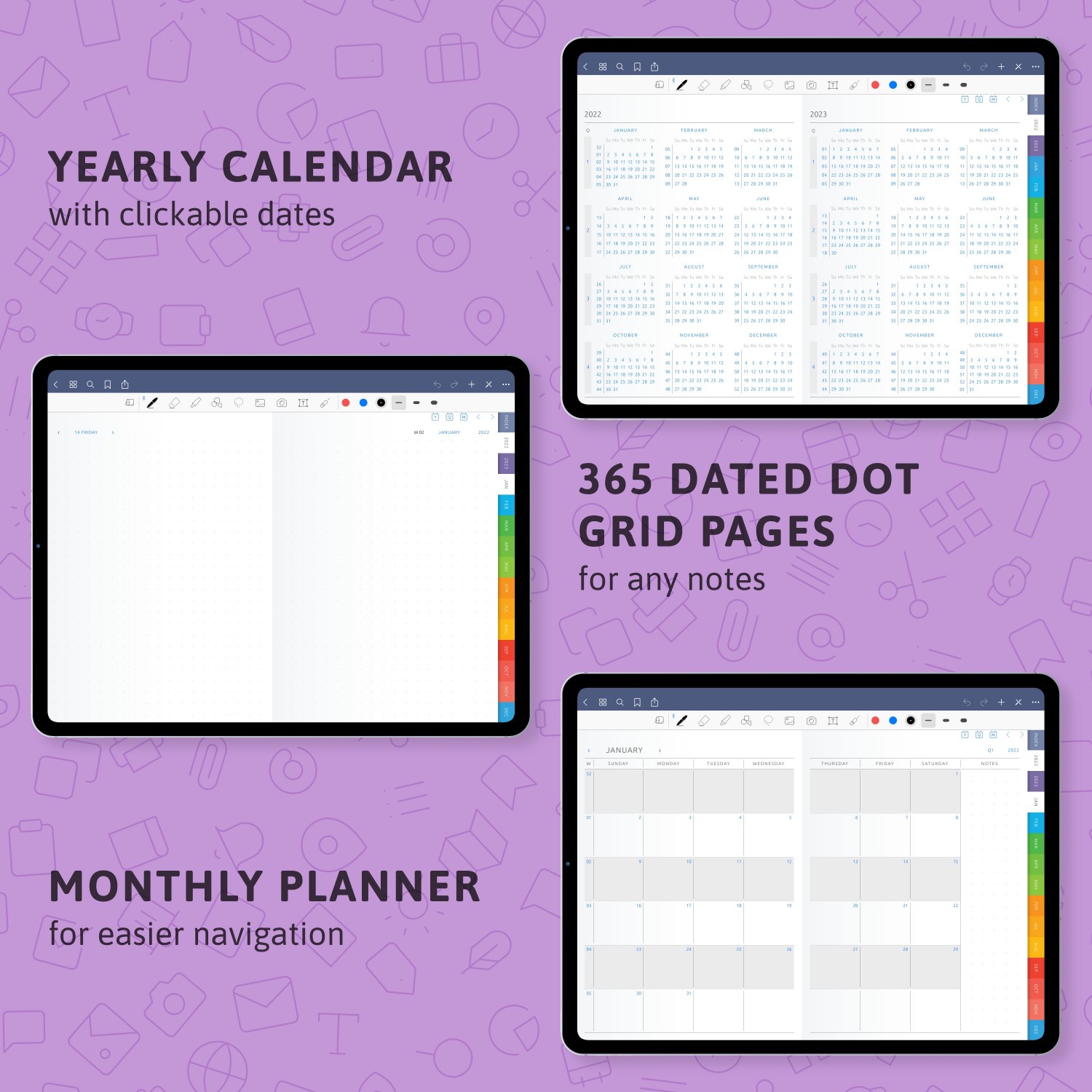 Get 2025 - 2026 Daily Dot Grid Notebook for iPad, Android Tablets