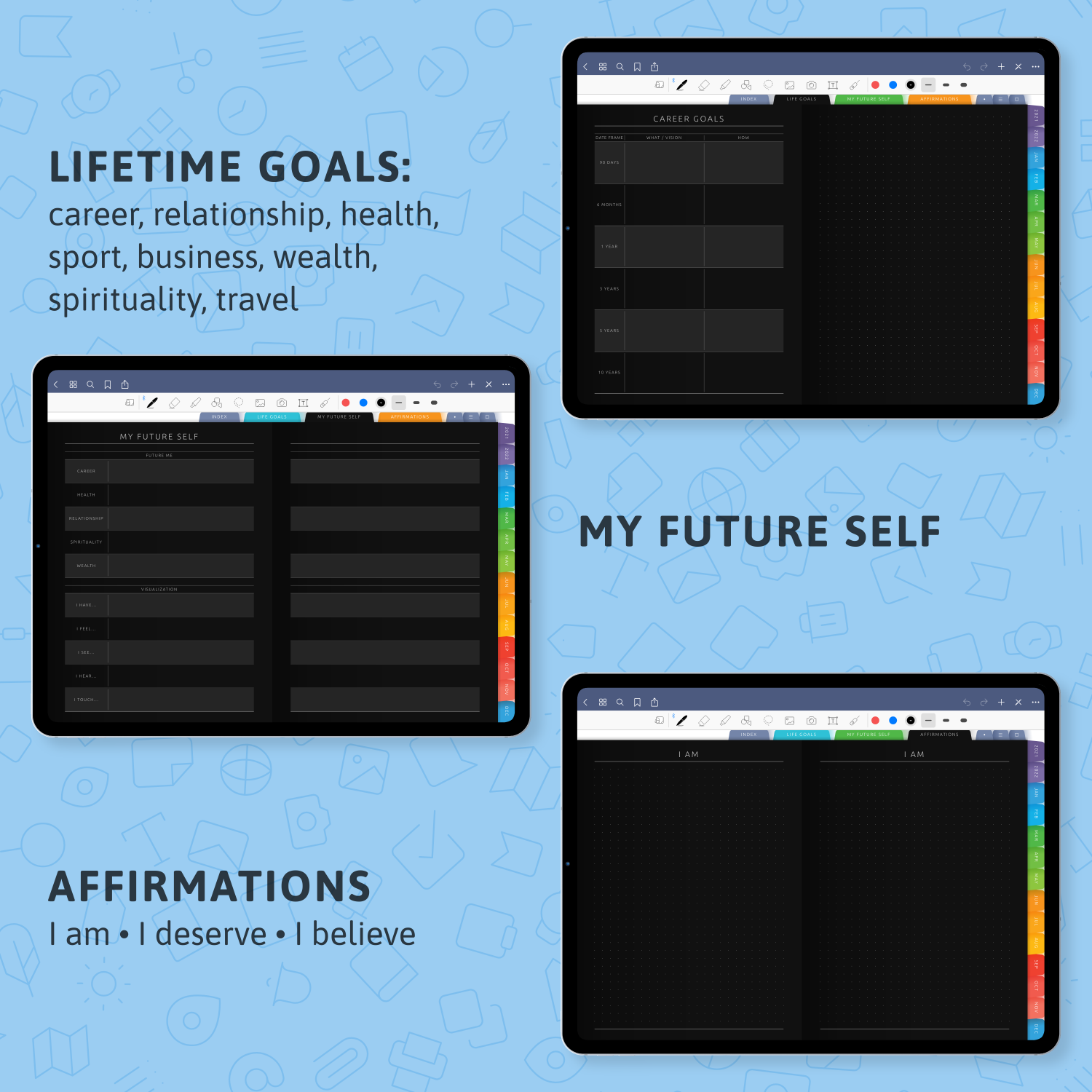 Digital Goal Planner (Dark Theme) for handwriting apps - download for ...
