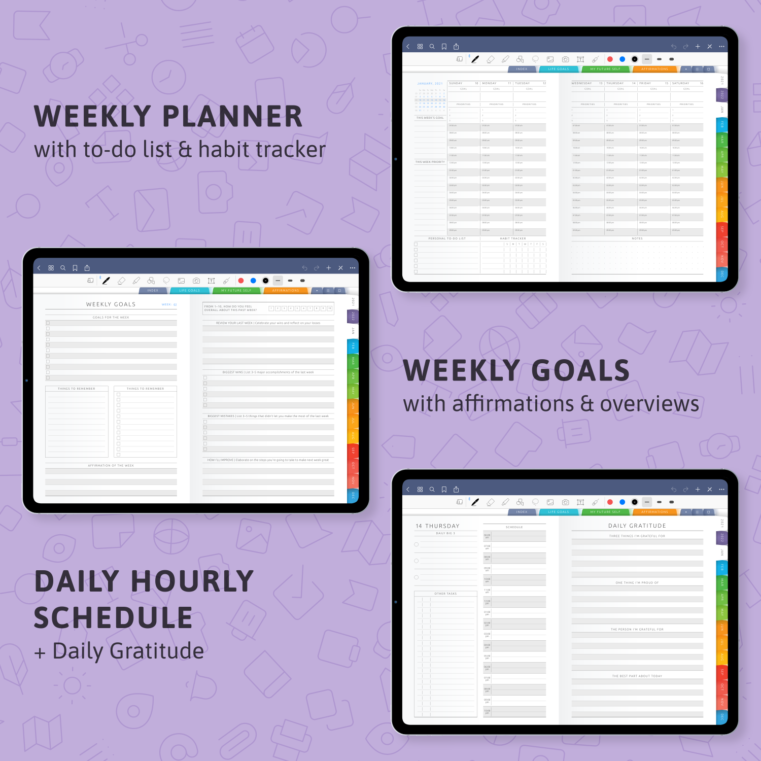 Digital Goal Planner (Light Theme) for handwriting apps - download for ...