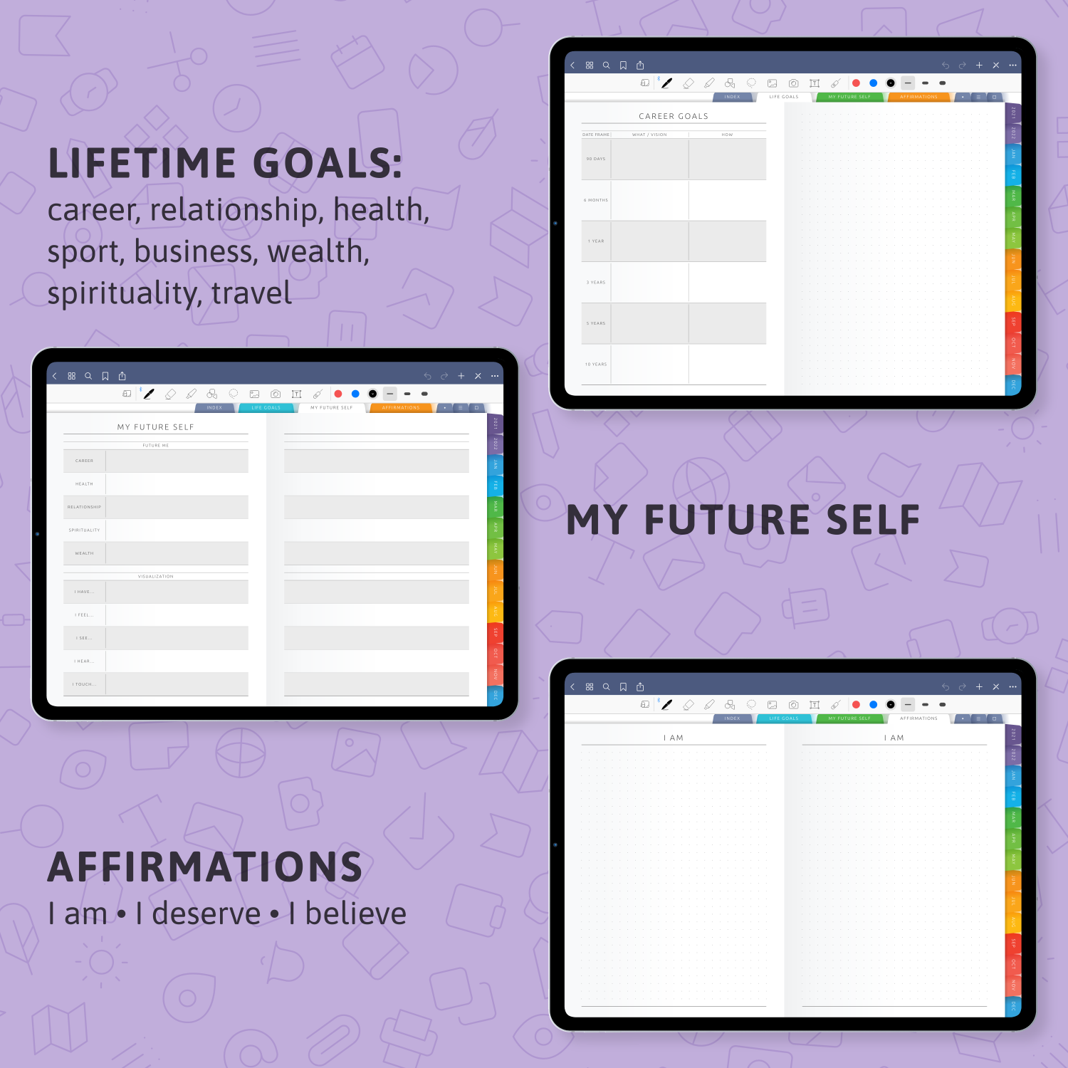 Digital Goal Planner (Light Theme) for handwriting apps - download for ...