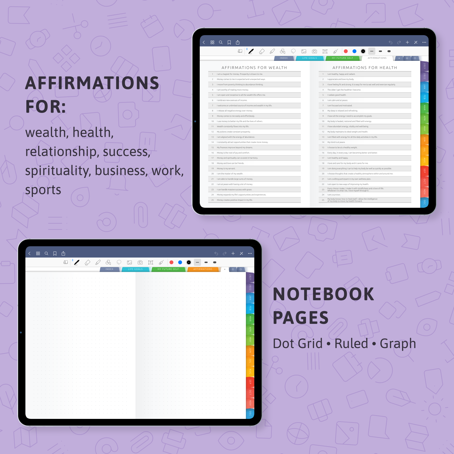 Digital Goal Planner (Light Theme) for handwriting apps - download for ...