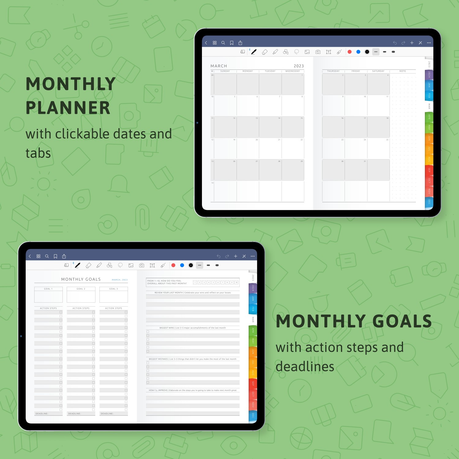 Digital Goal Setting Planner Template for: GoodNotes; Notability; iPad ...