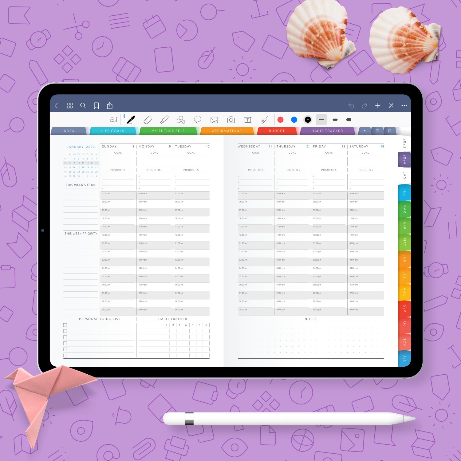 Digital Life Planner (Light Theme) for handwriting apps - download for ...