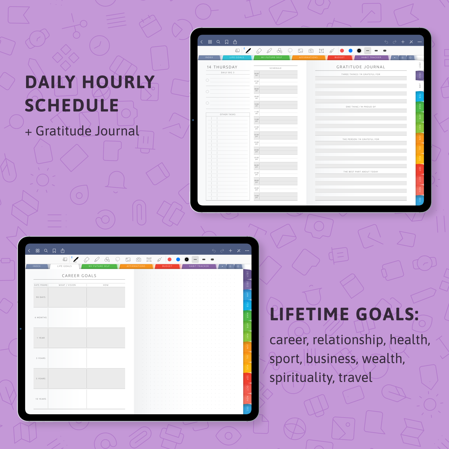 Digital Life Planner (Light Theme) for handwriting apps - download for ...