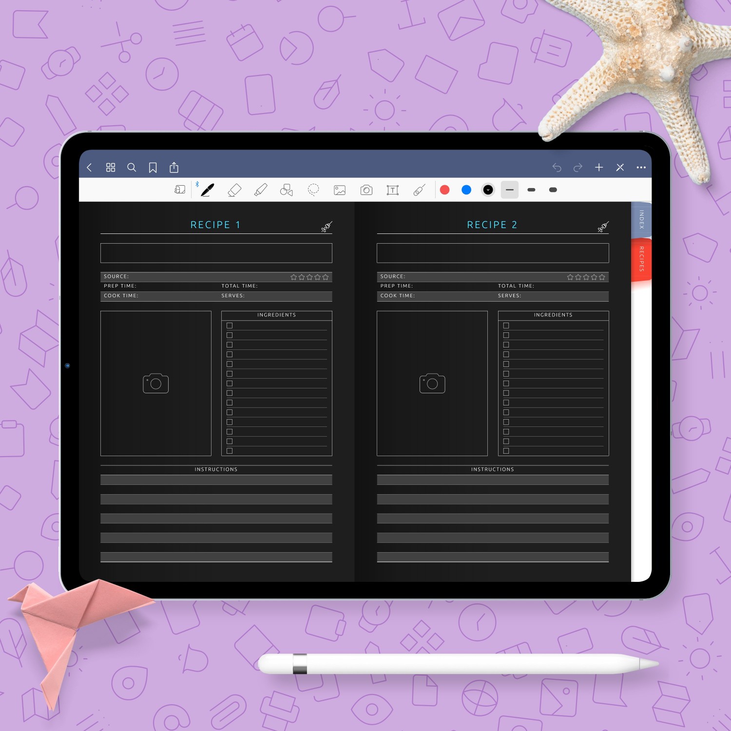 Digital Recipe Book PDF for: GoodNotes; Notability; iPad; Android