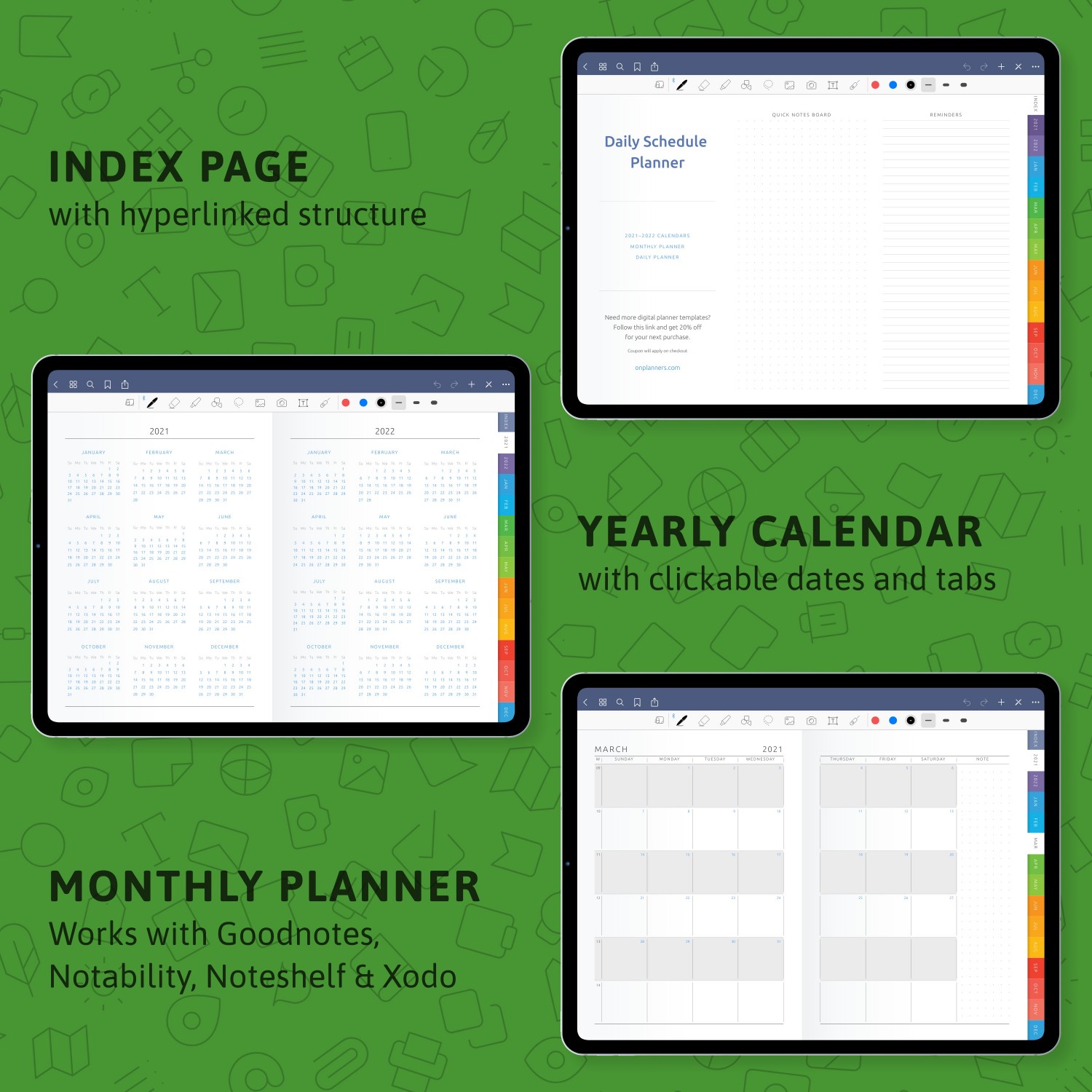 Digital Schedule Planner Template for: GoodNotes; Notability; iPad; Android